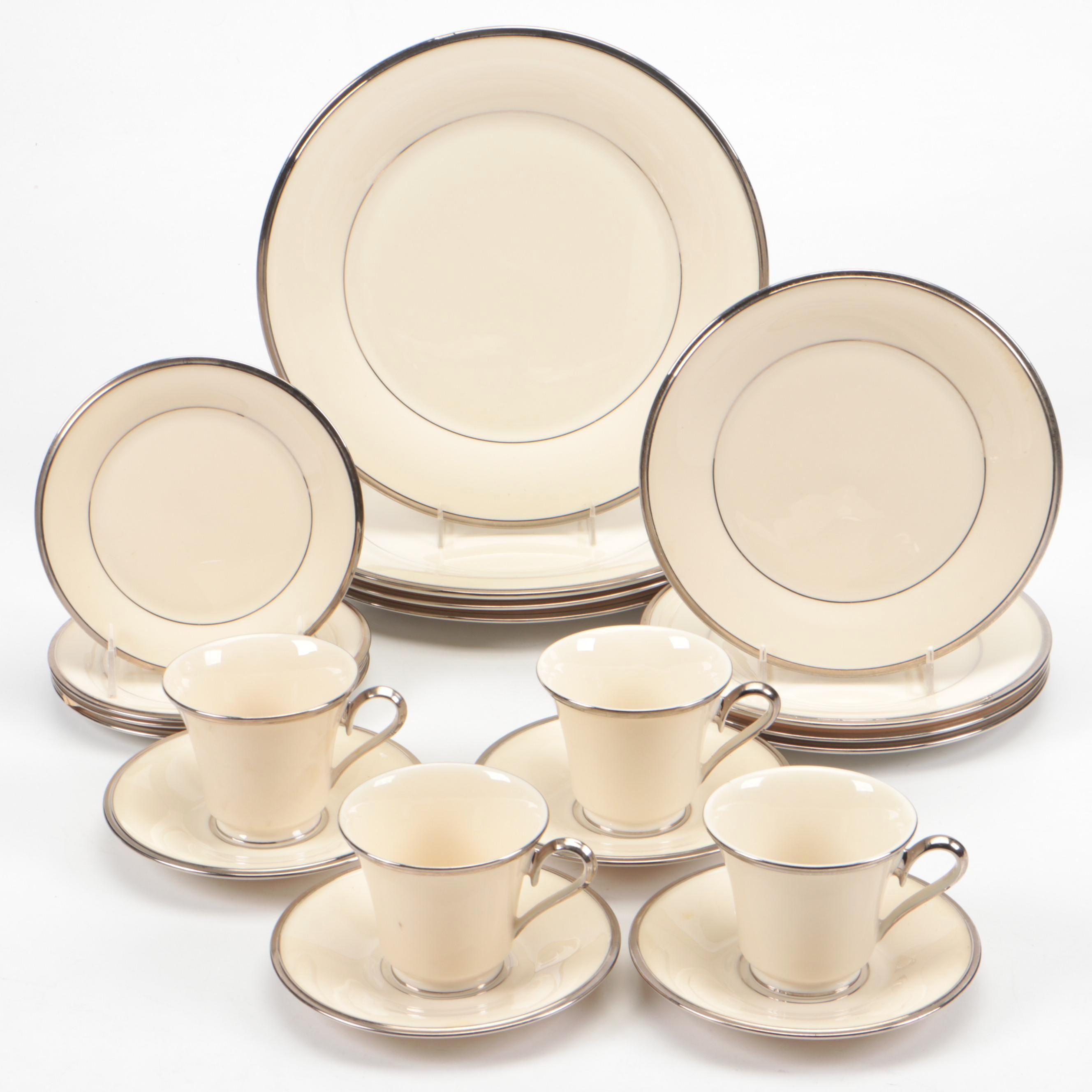 Lenox "Solitaire" Platinum Rim Porcelain Dinnerware | EBTH