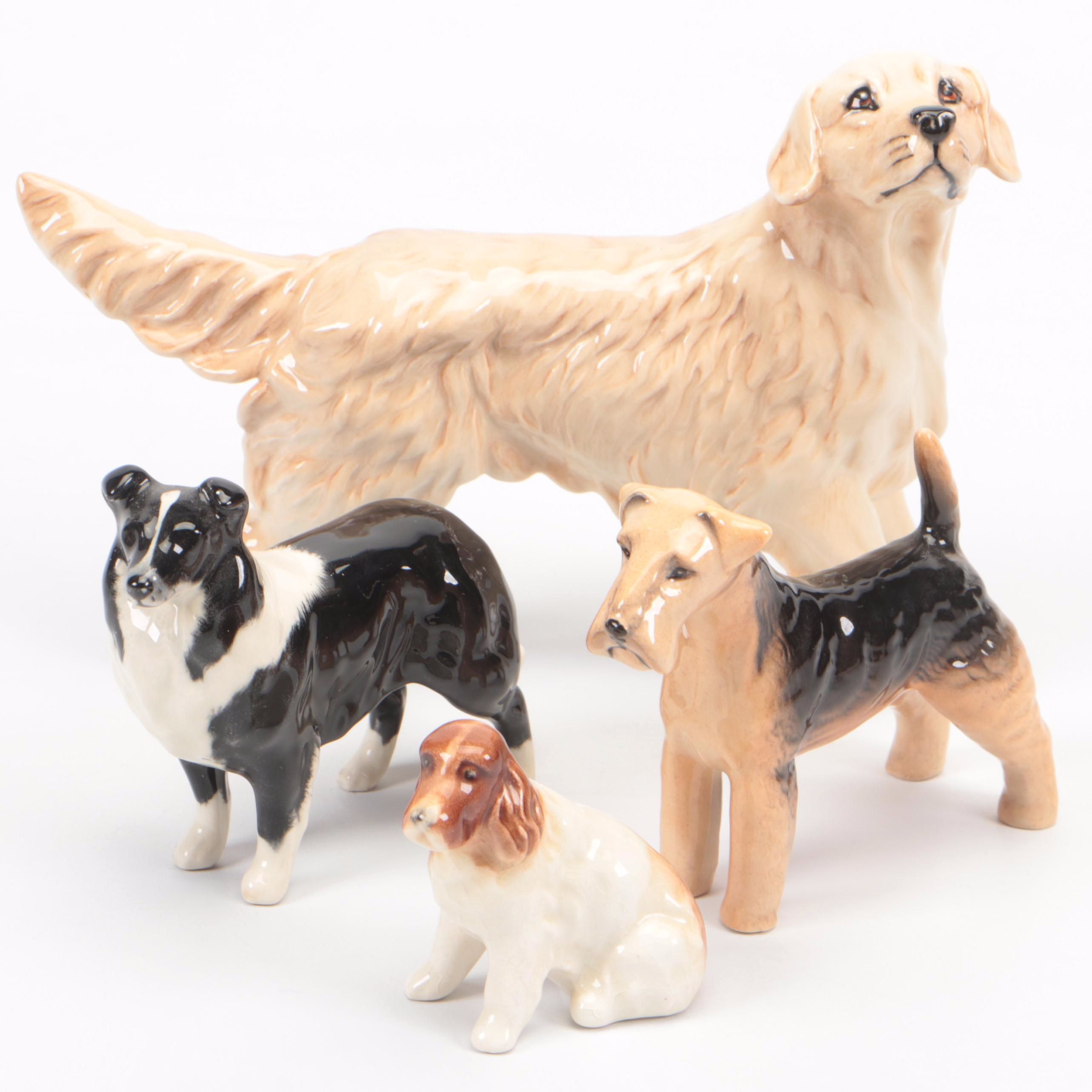 Beswick Border Collie, Spaniel, and Airedale with Royal Doulton Golden ...