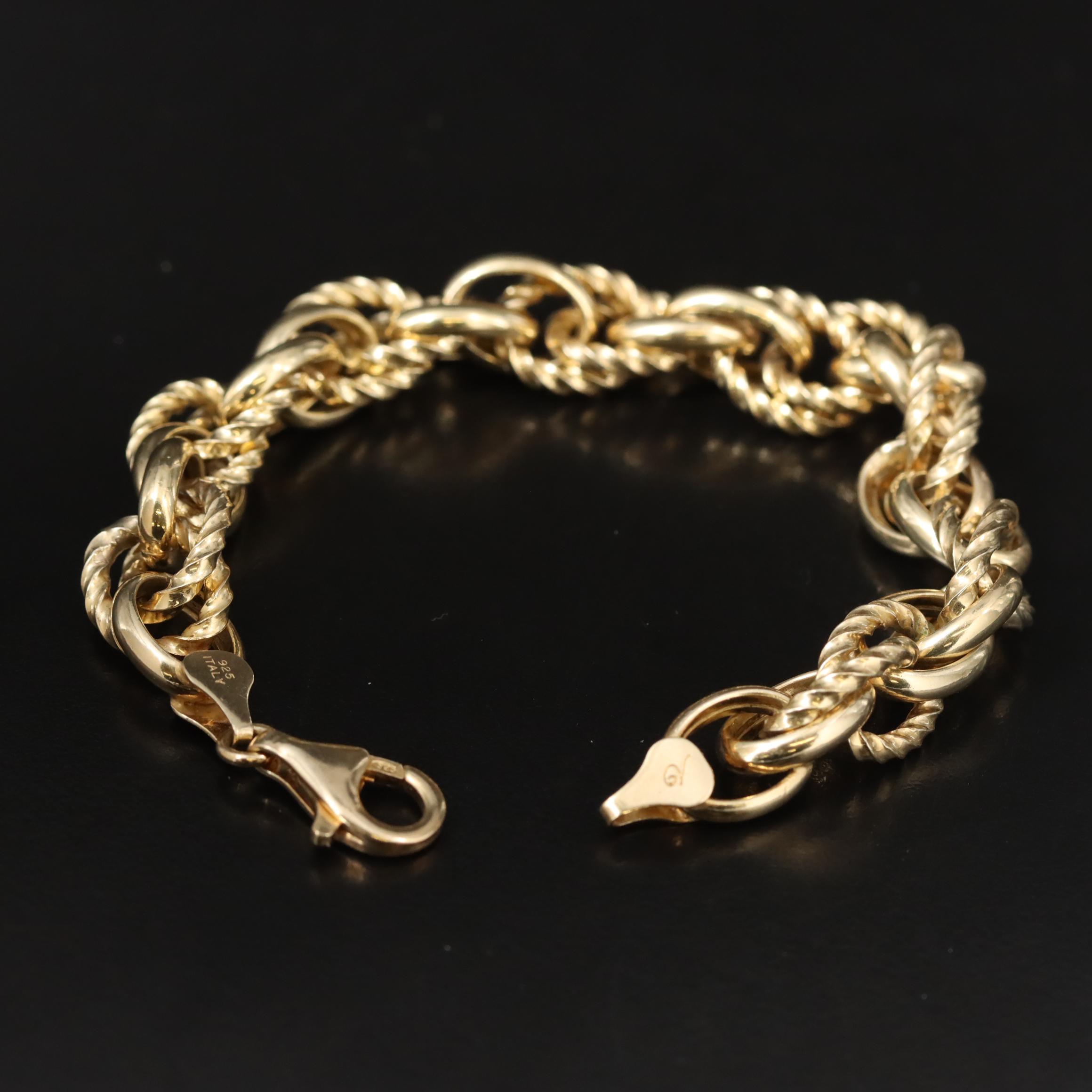 Veronese Italian Sterling Double Cable Link Bracelet | EBTH