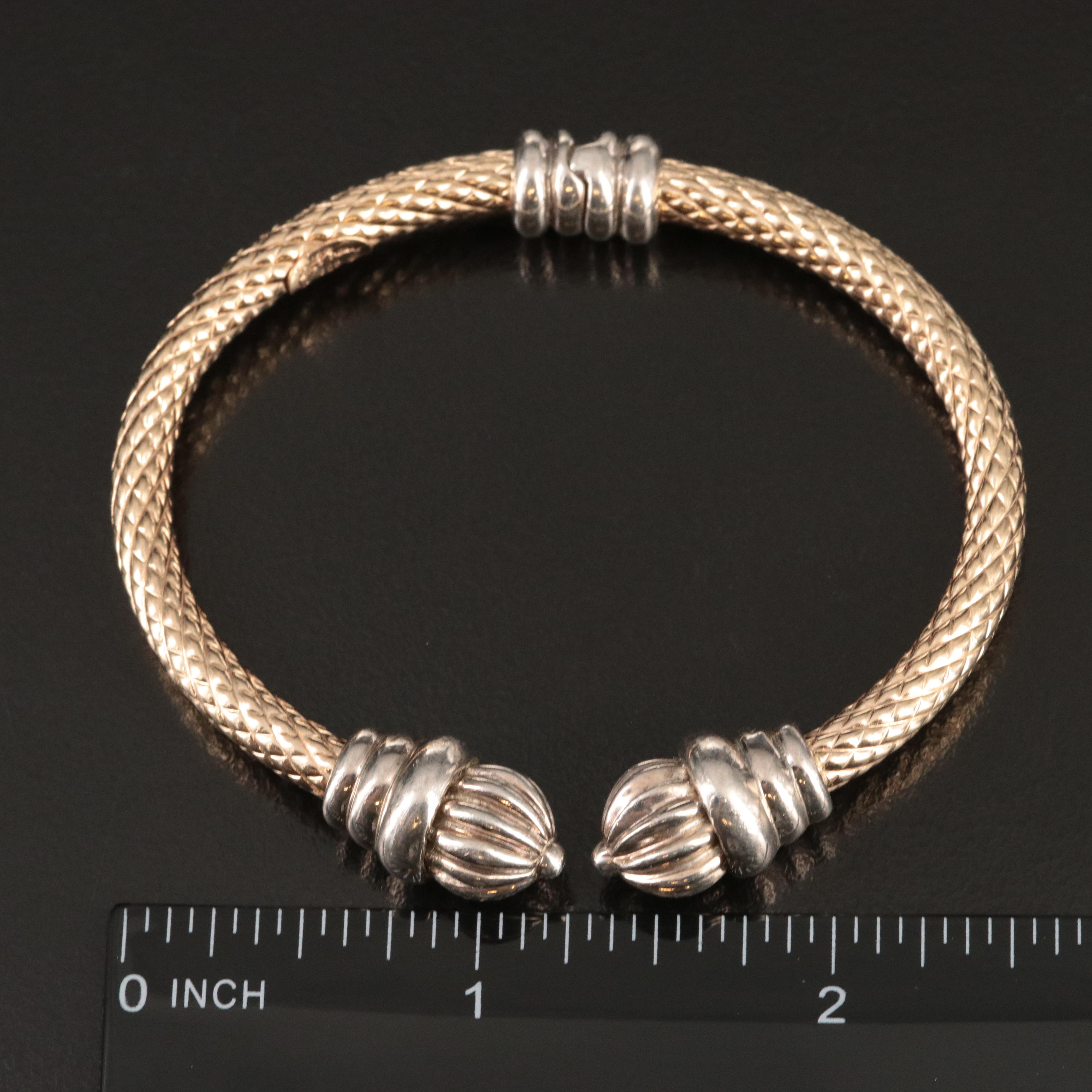 Peter Brams 14K and Sterling Textured Cuff Bracelet | EBTH
