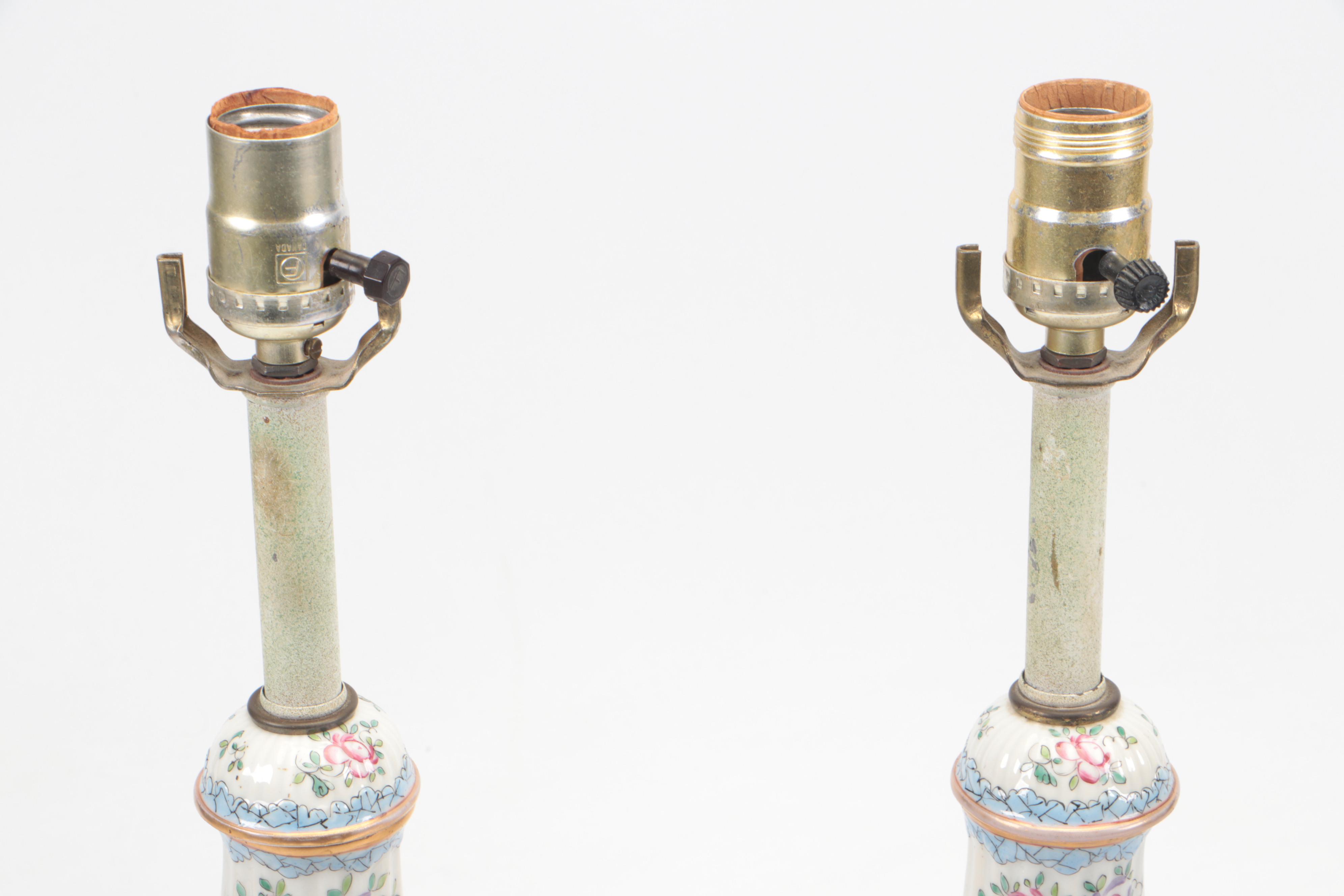 French Edmé Samson Style Armorial Porcelain Table Lamps, 1930s - 1940s ...