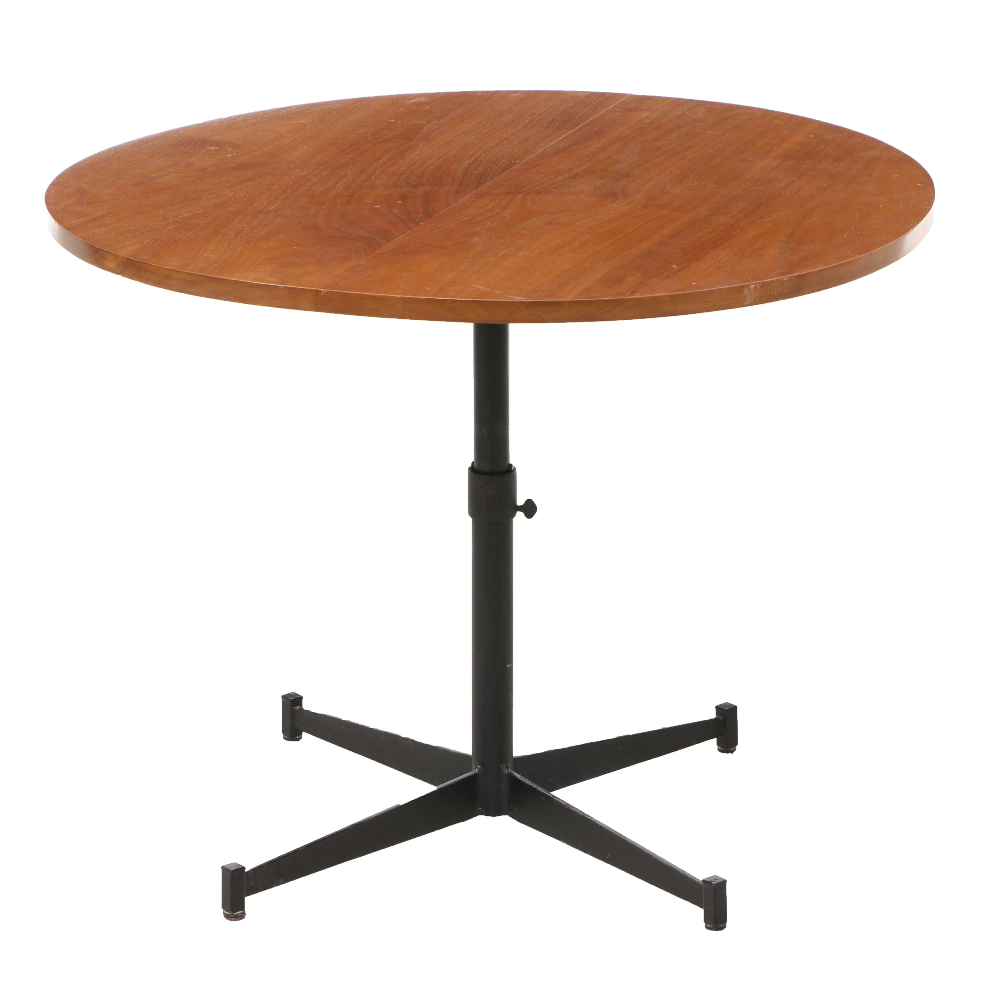 McInnis Mid Century Modern Style Adjustable Wooden Table with Iron Base ...