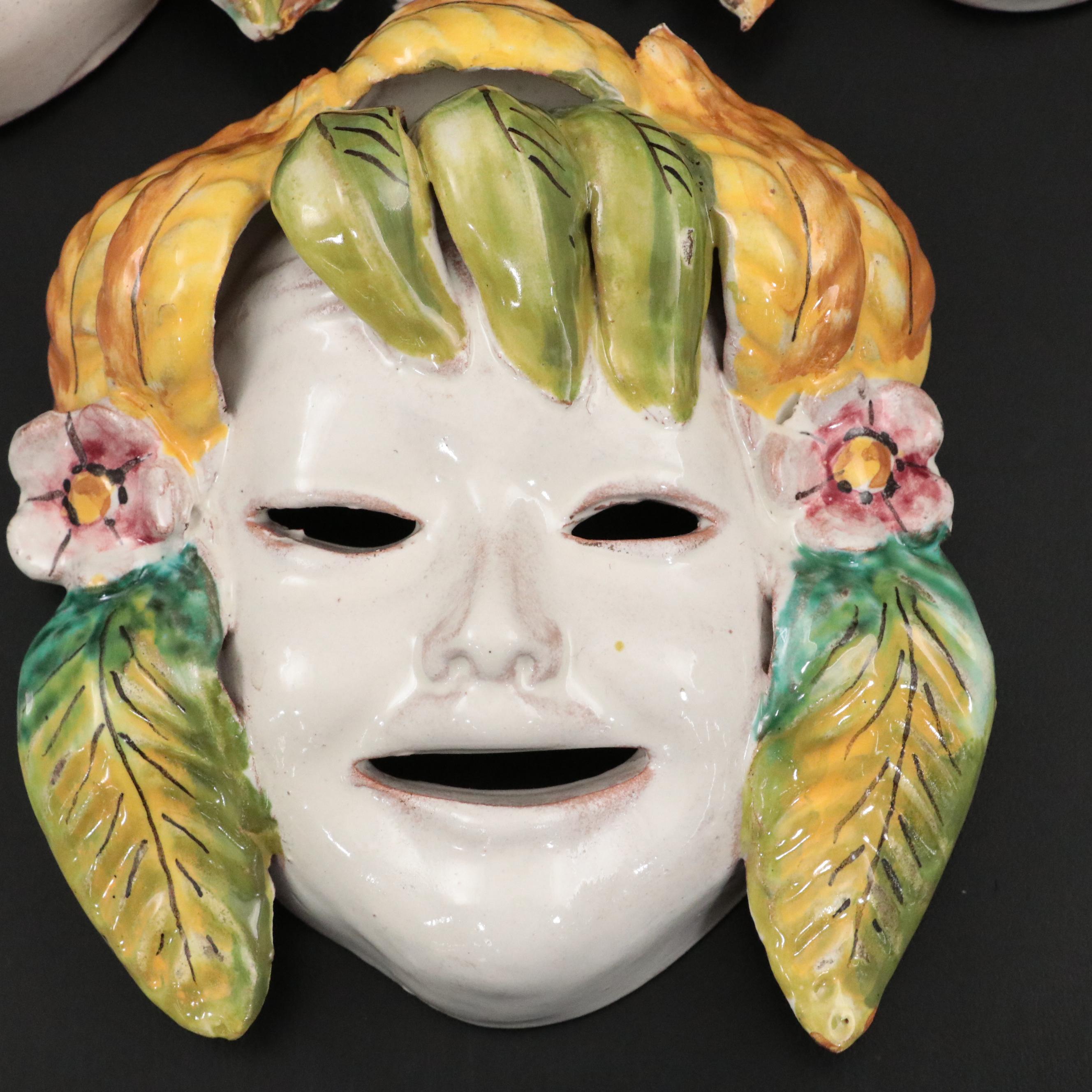 Italian Majolica Wall Hanging Masks | EBTH