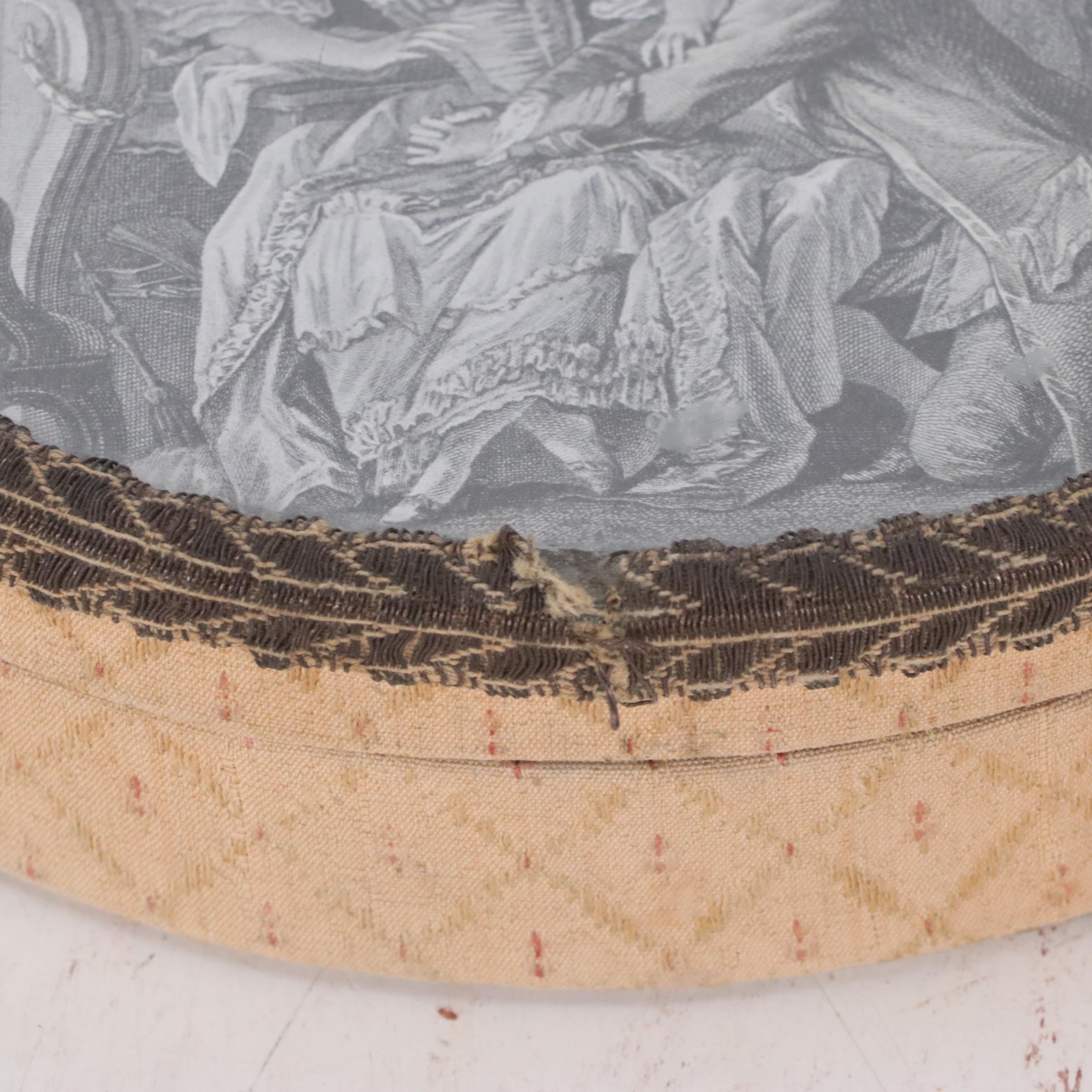 French Silk-Covered Box with Engraving Under Glass on the Lid ...