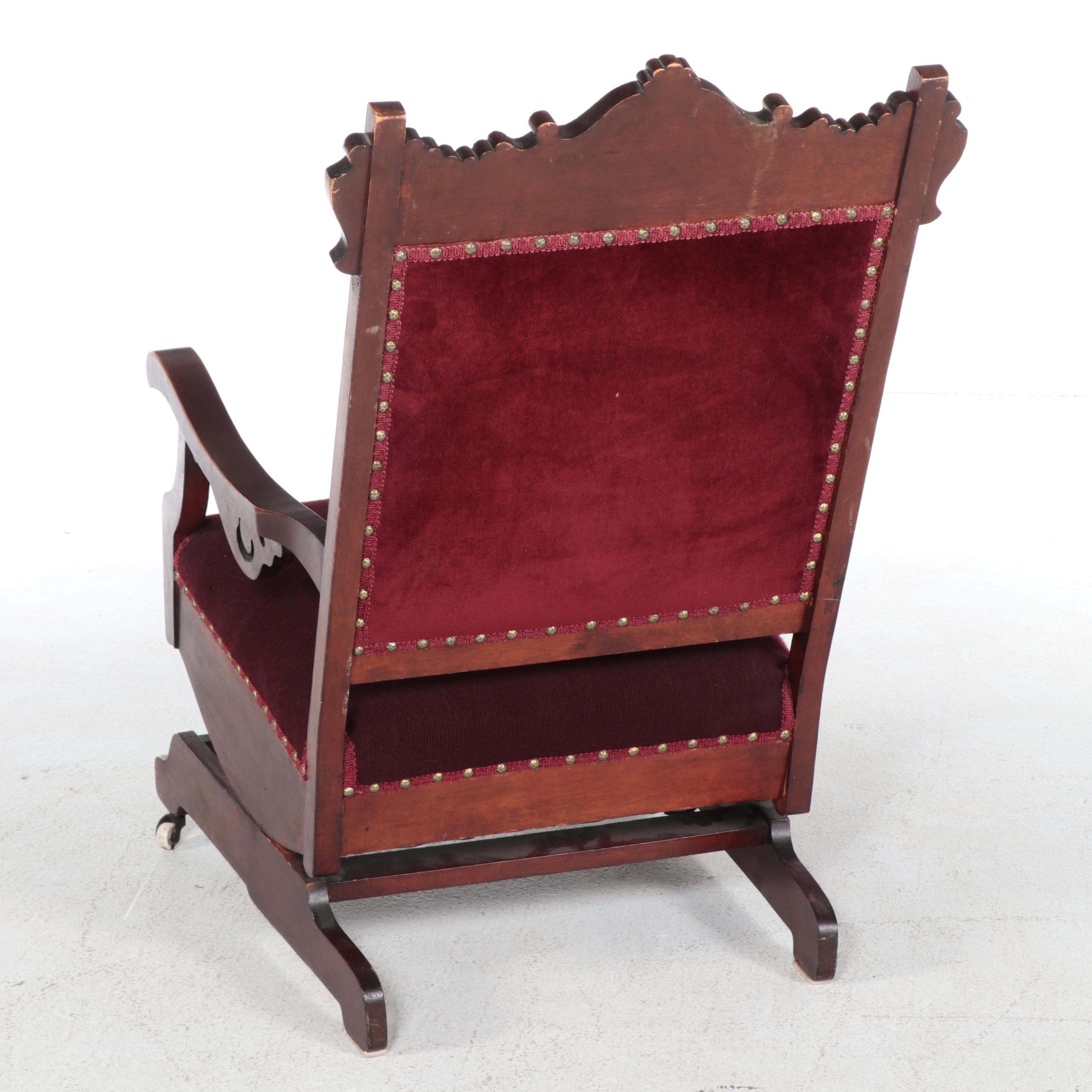 Late Victorian Birch and Needlepoint Platform Rocker, Circa 1900 | EBTH