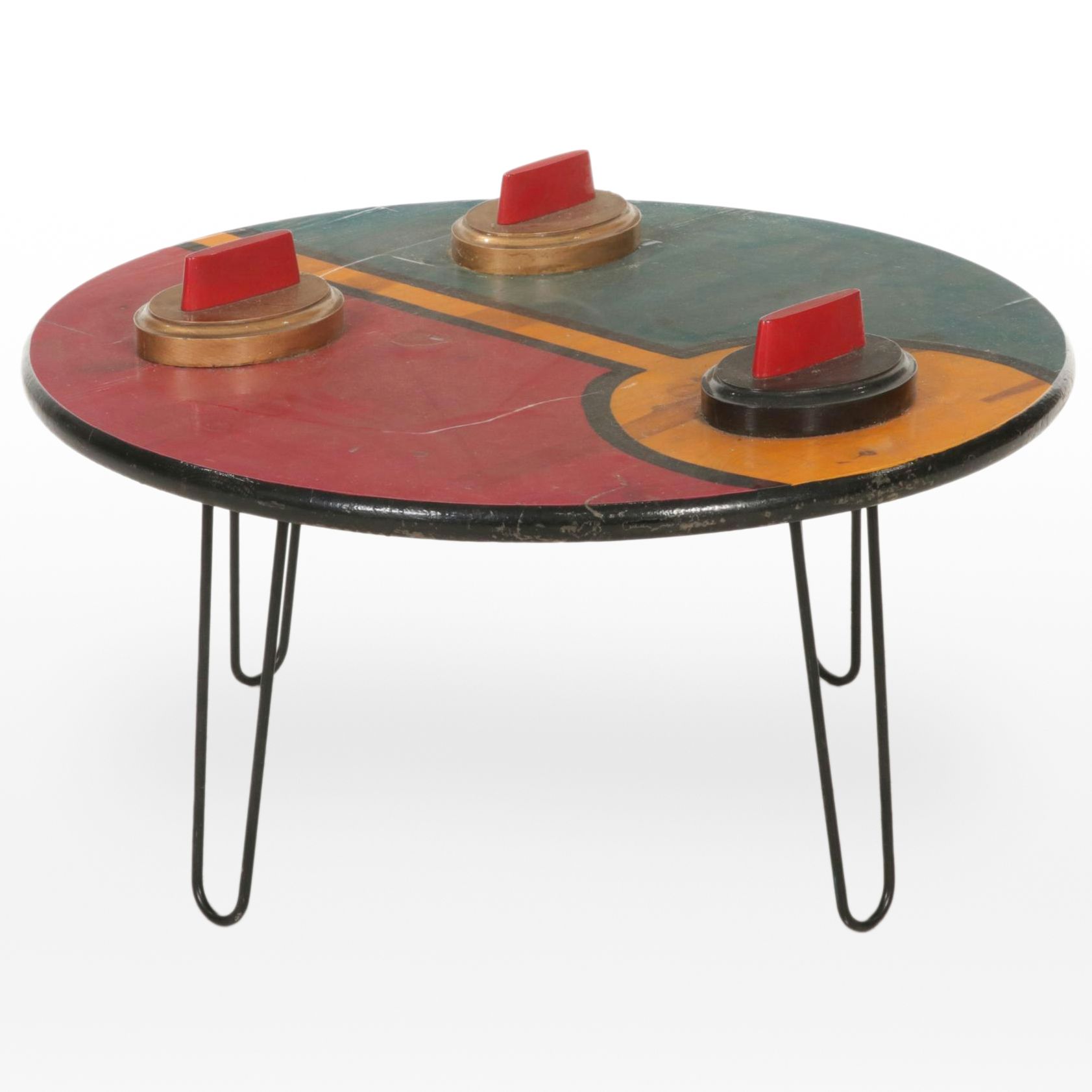 Postmodernist Painted Wood Abstract Visage Coffee Table, Signed | EBTH