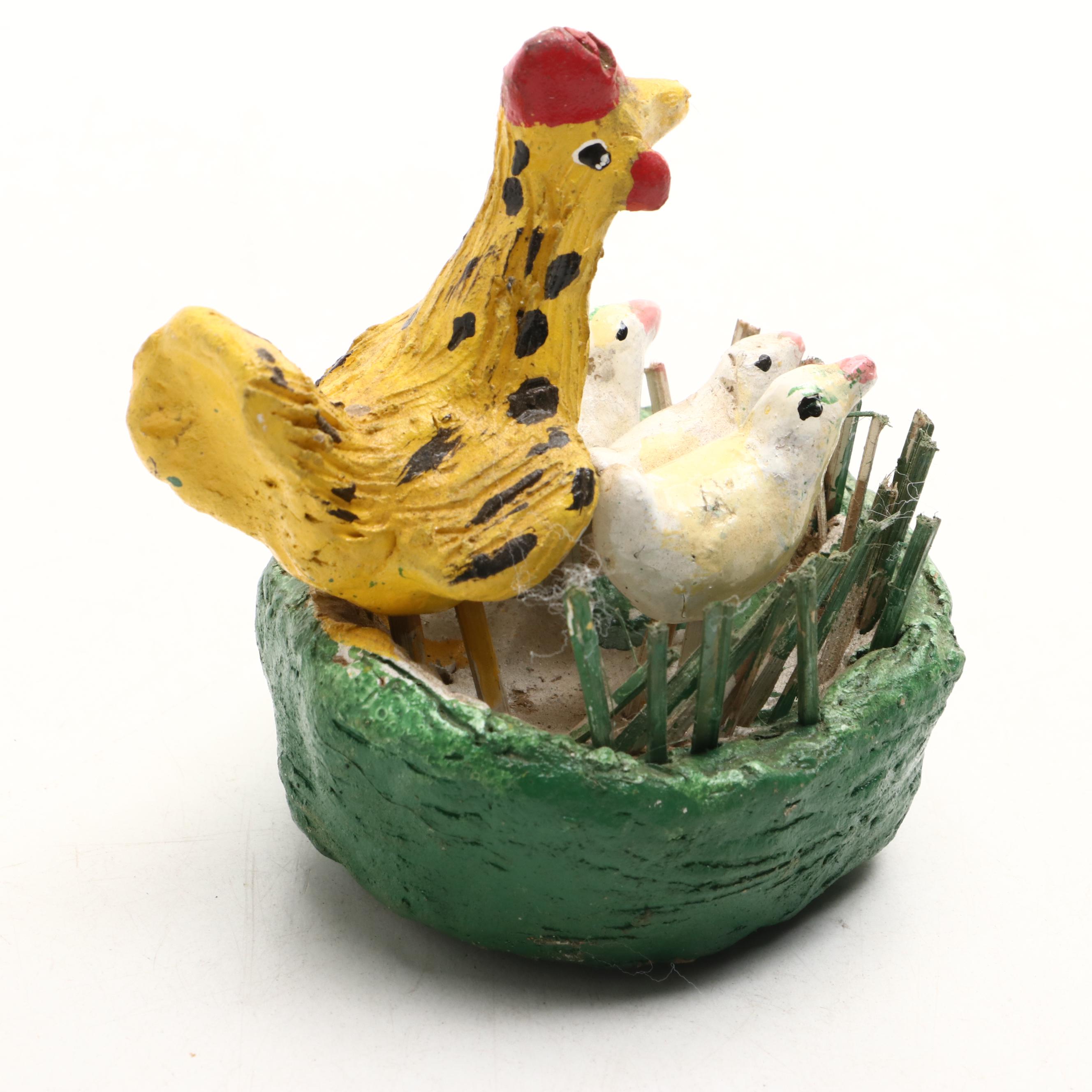 Hand-Painted Clay Rooster and Chicken Figurines | EBTH