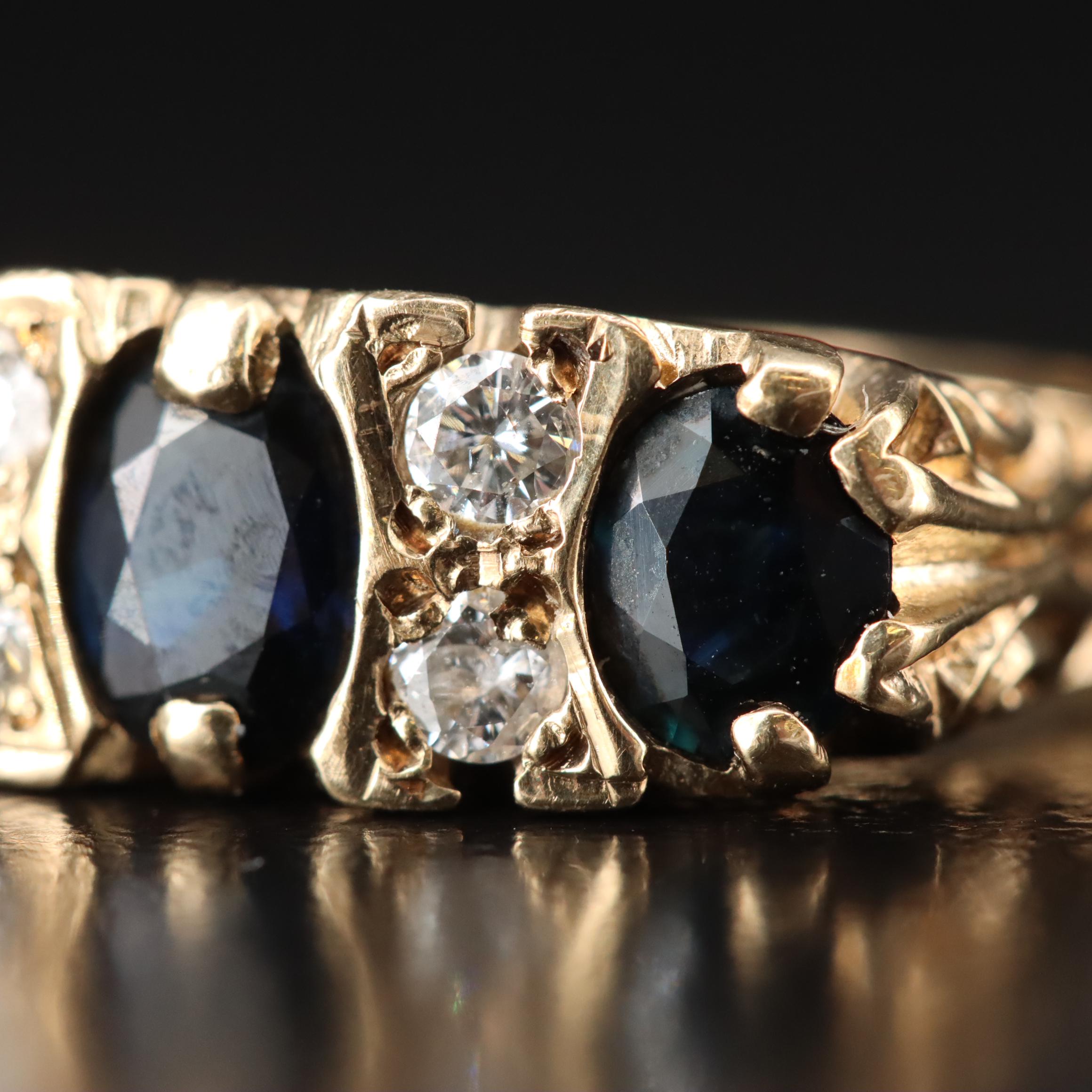 9K Sapphire and Diamond Scrollwork Ring | EBTH