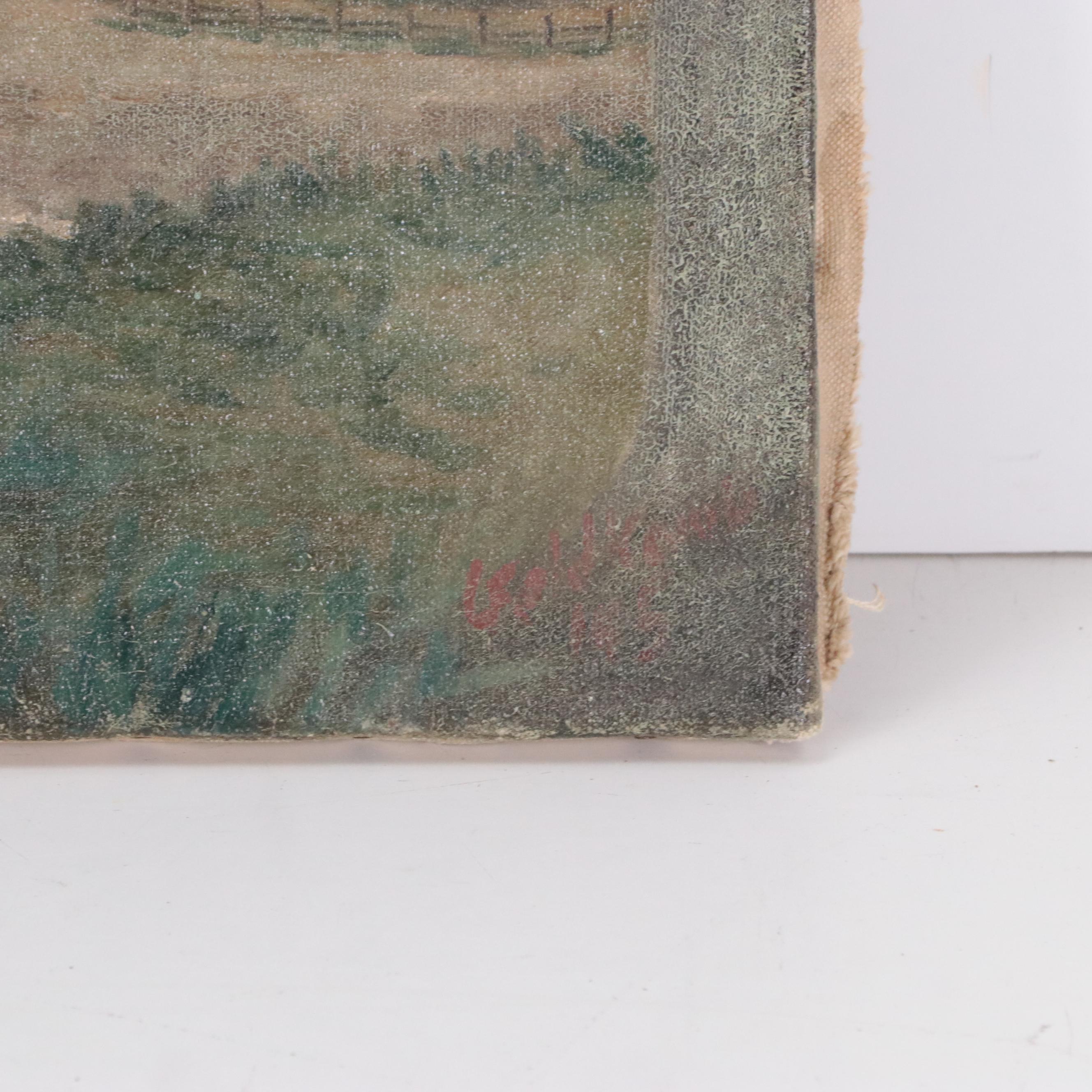 C. Feldkamp Oil Painting of Landscape, 1945 | EBTH