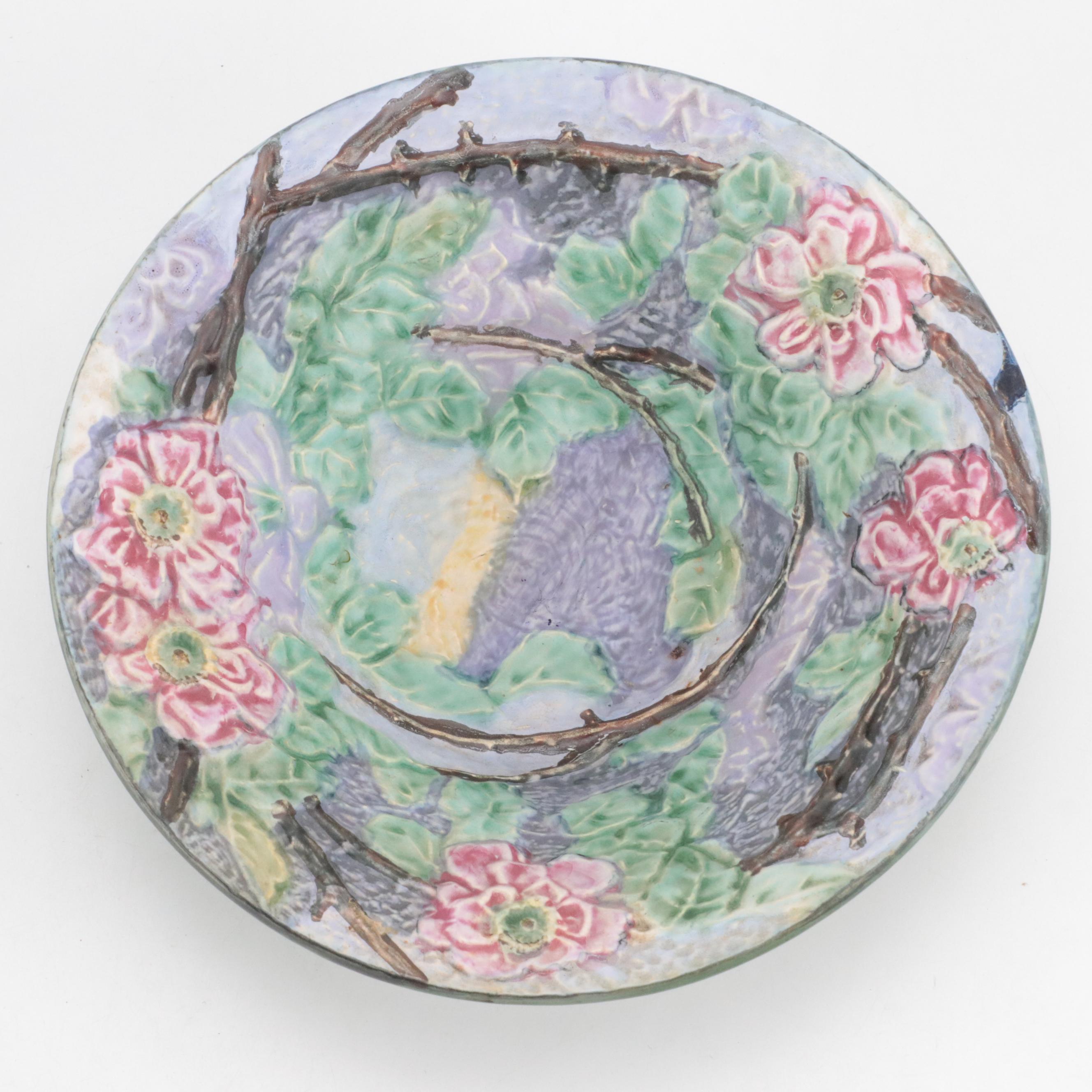 Weller Pottery Silvertone Rose Arbor Bowl With Flower Frog | EBTH