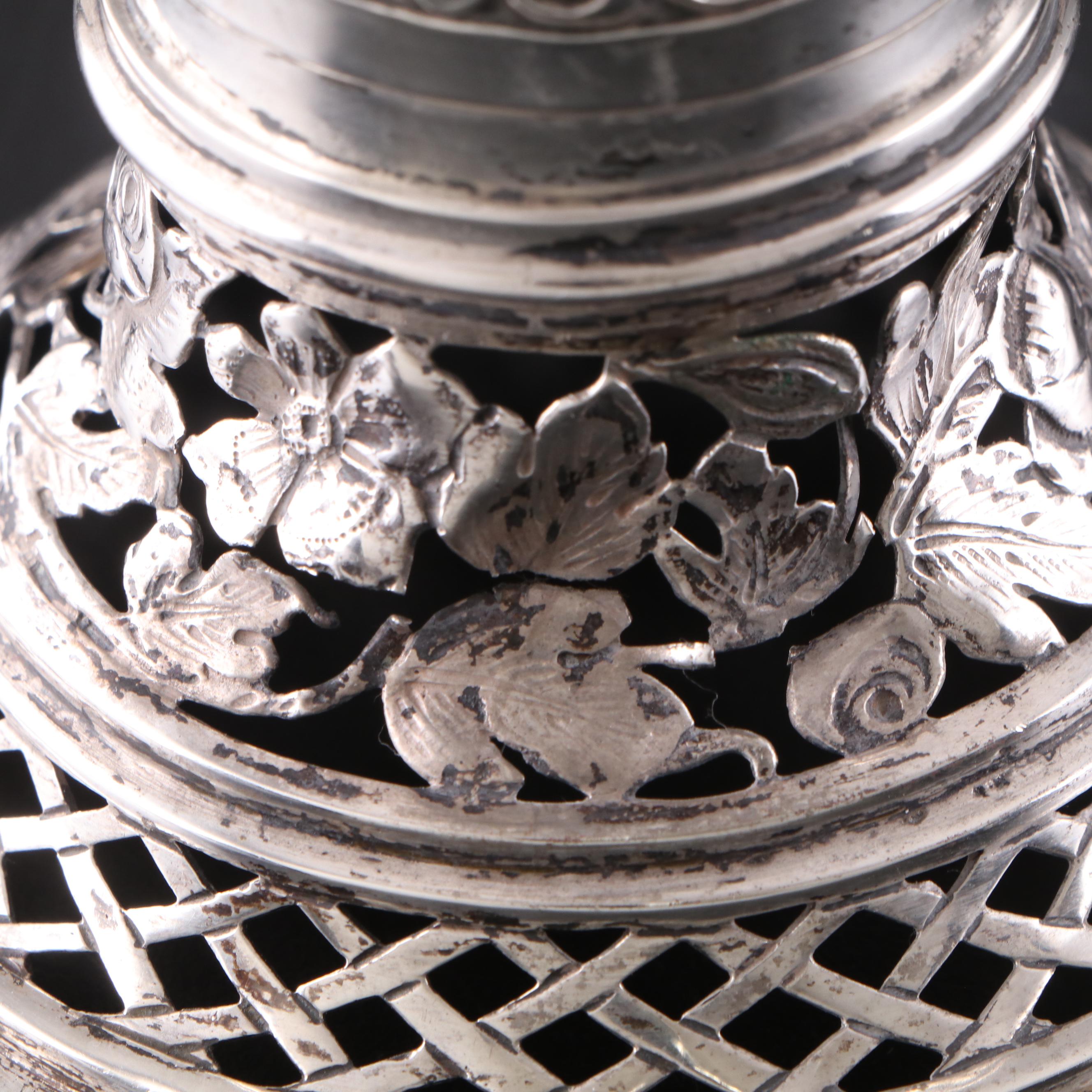 German Hanau 800 Silver Pierced Repoussé Courting Scenes Candlestick ...