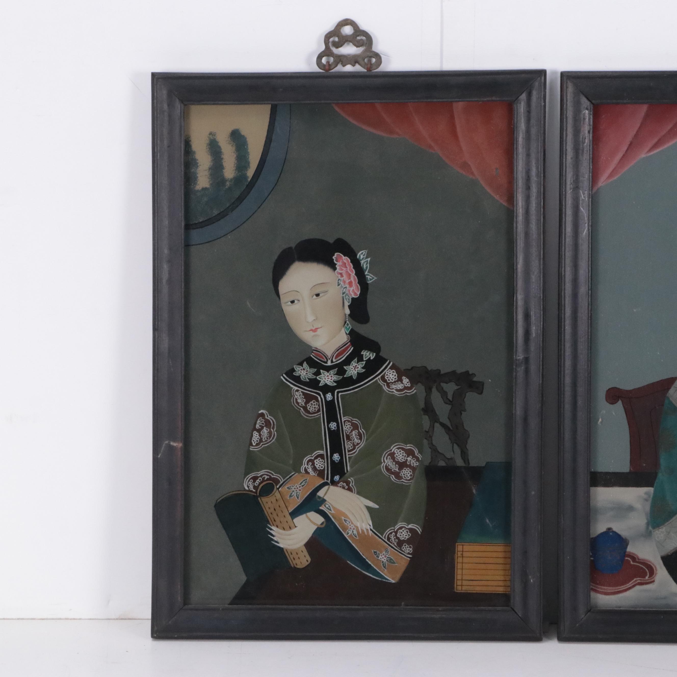 Chinese Reverse Glass Portrait Paintings | Everything But The House