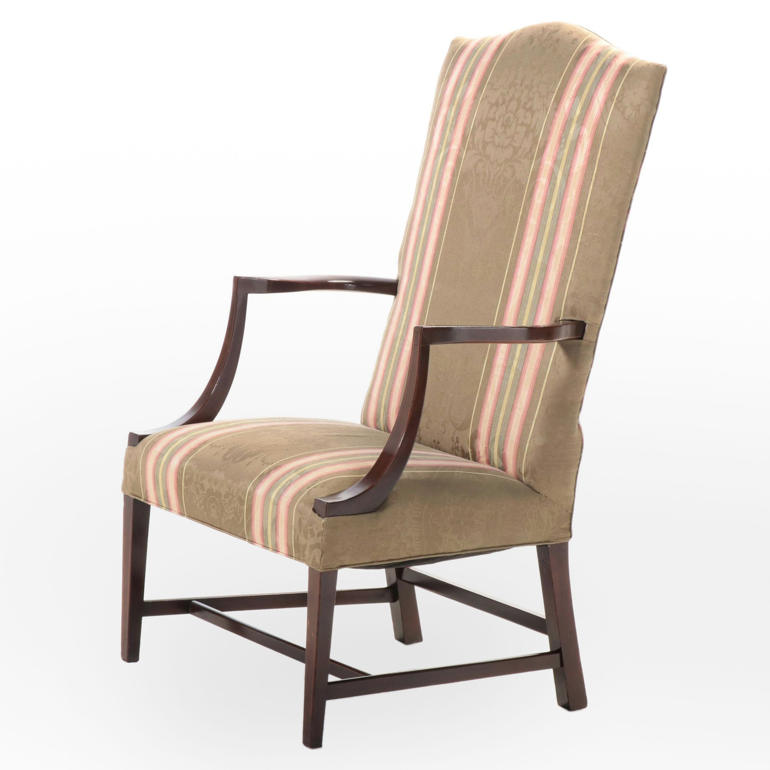 Federal Style Silk Damask Upholstered Lolling Chair with Mahogany Arms ...