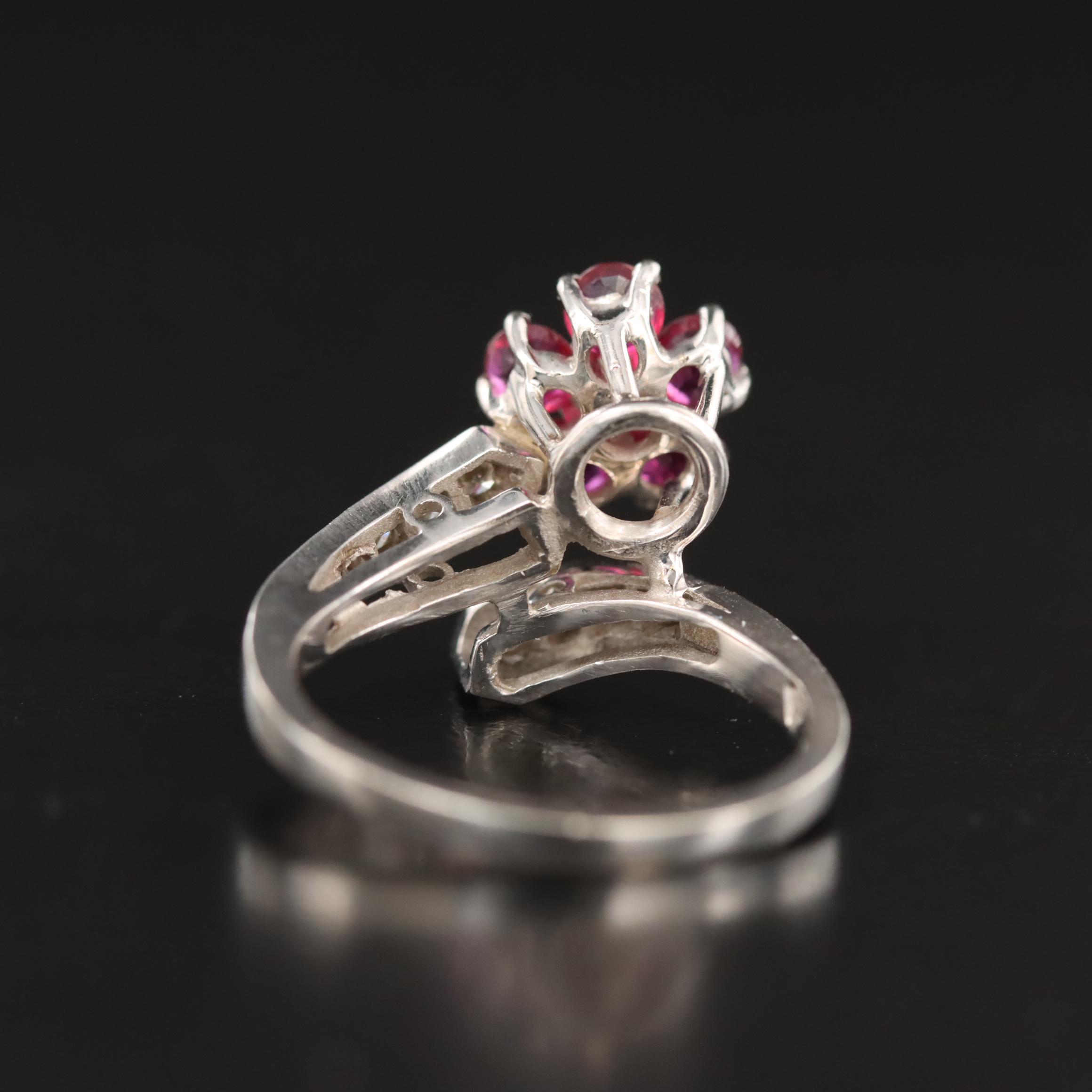 14K Diamond and Ruby Flower Bypass Ring | EBTH