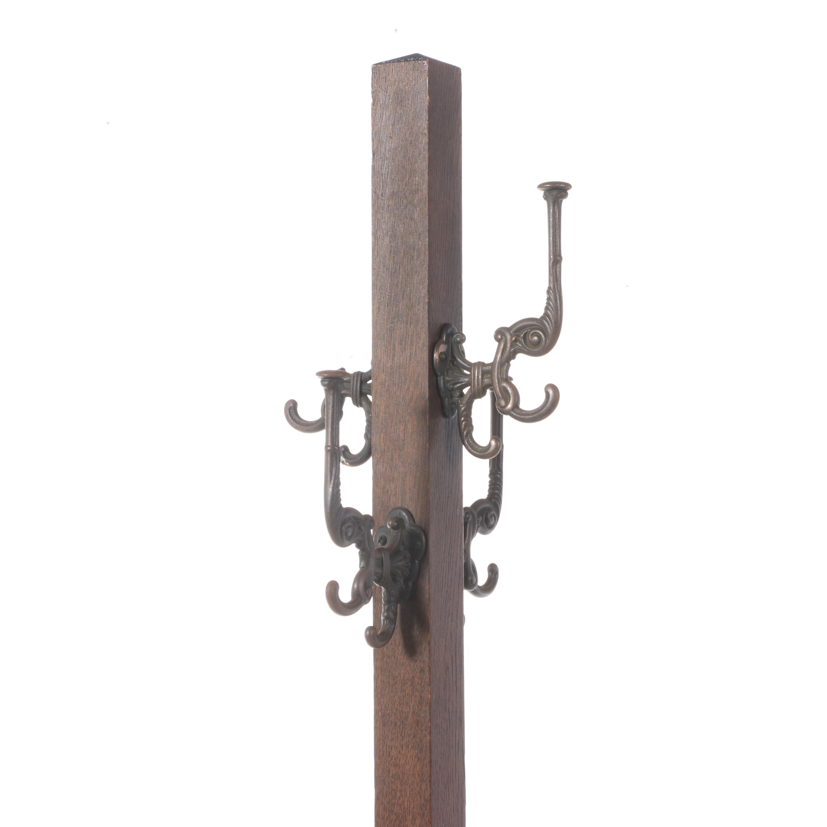 Arts & Crafts / Victorian Oak Coat Tree, Early 20th Century ...