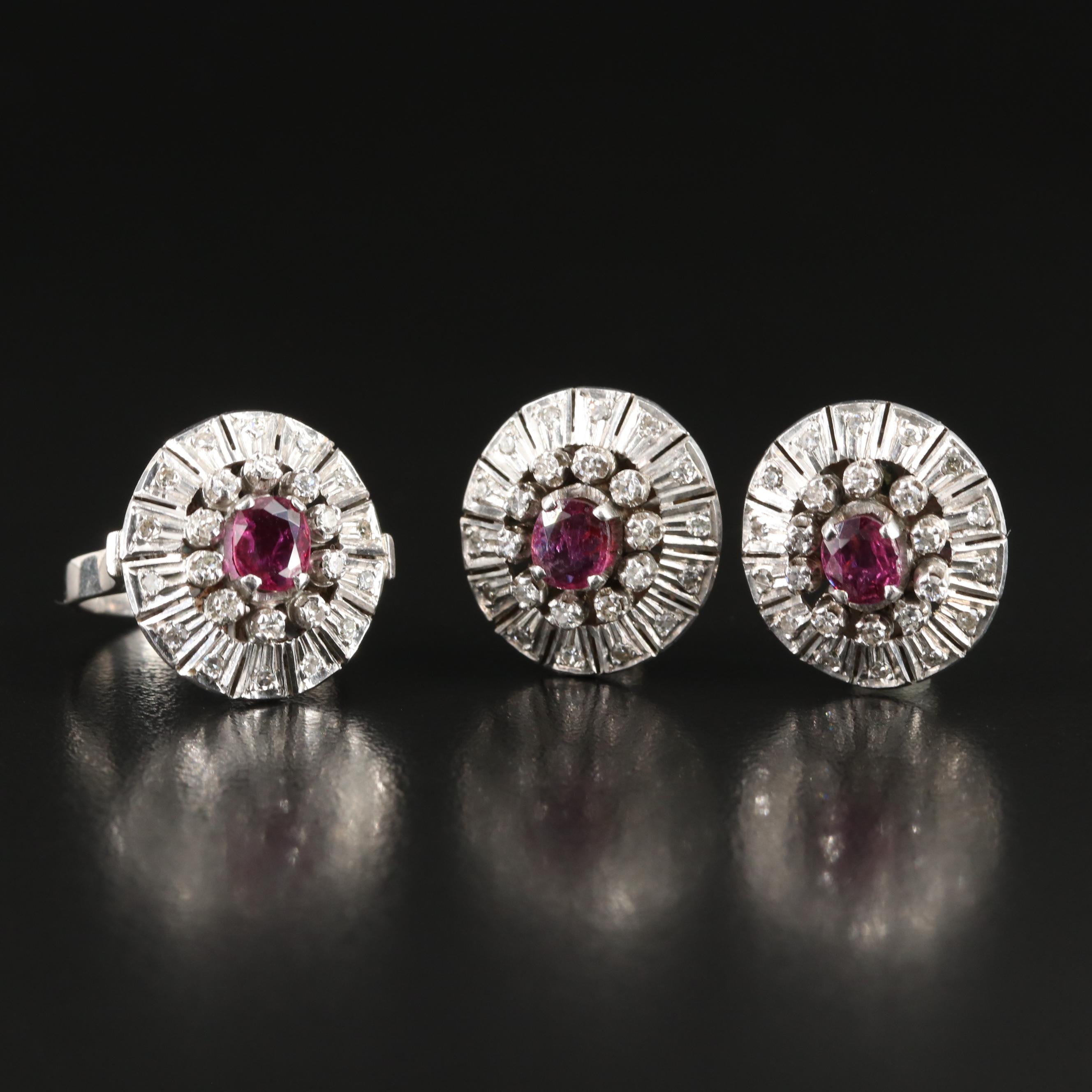10K Ruby and 1.08 CTW Diamond Ring and Earring Set | EBTH