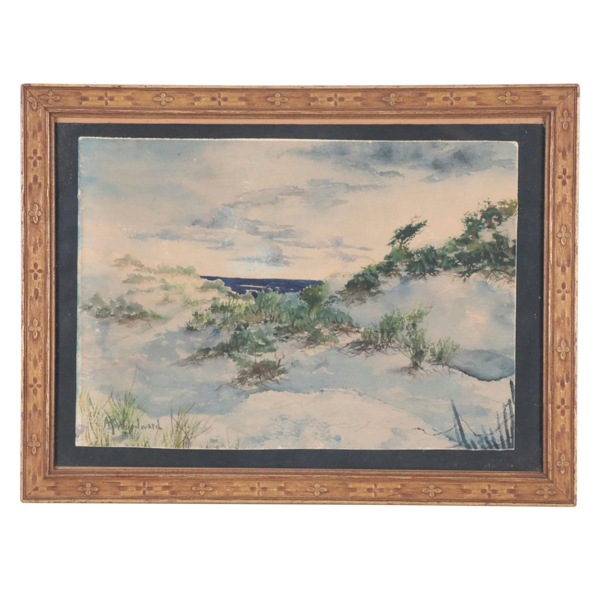 Mabel May Woodward Coastal Landscape Watercolor Painting, Early 20th ...