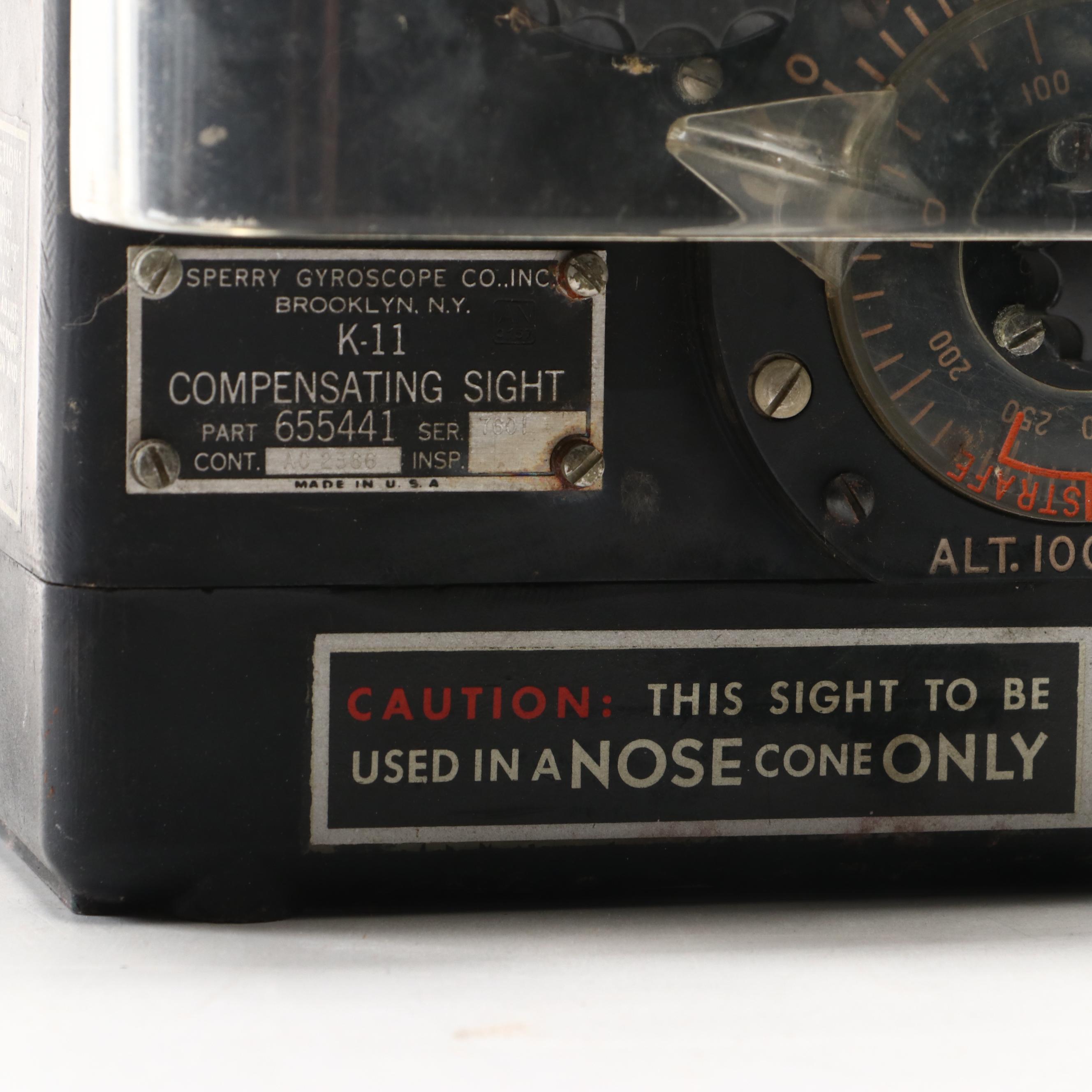 World War II Era K-11 B-24 Heavy Bomber Compensating Gun Sight | EBTH