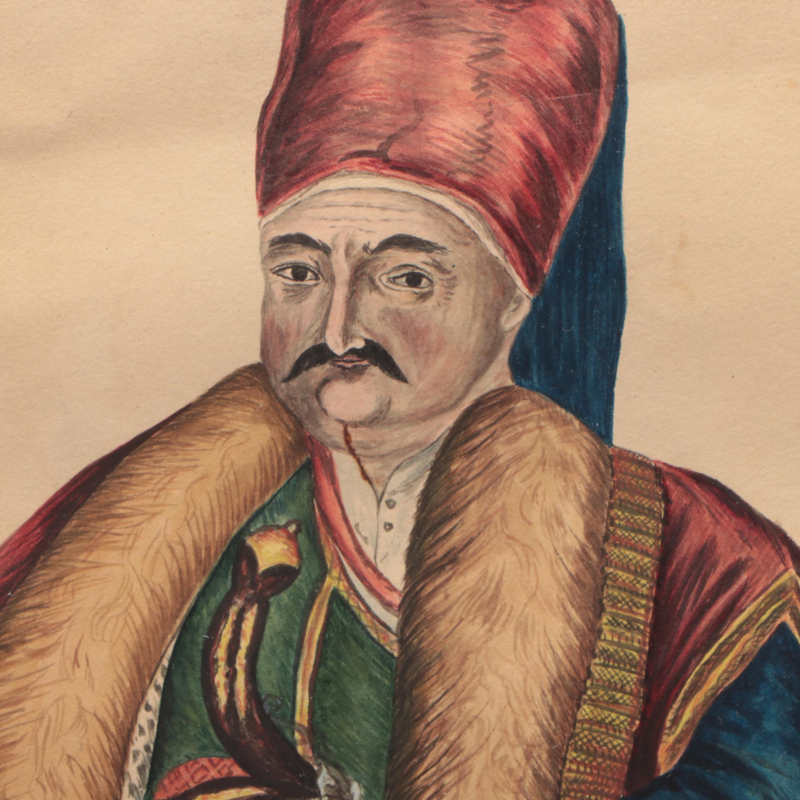 Henry Stellwagen Watercolor of the Chief of Police of Smyrna, Turkey ...