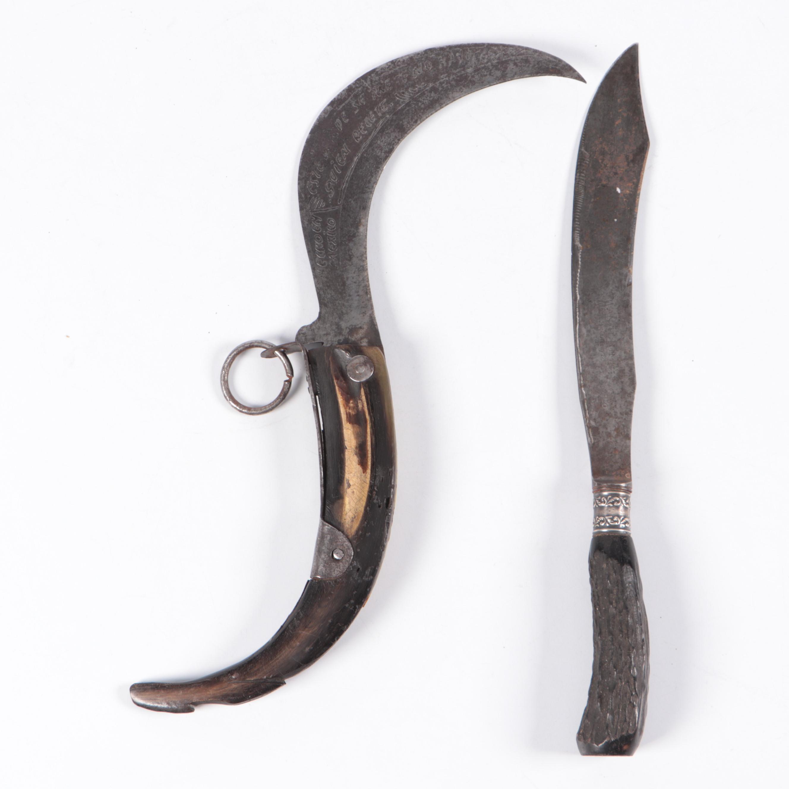 Keris Knife With Spanish Sacatripe, Benchmade Antler Handled Carving ...