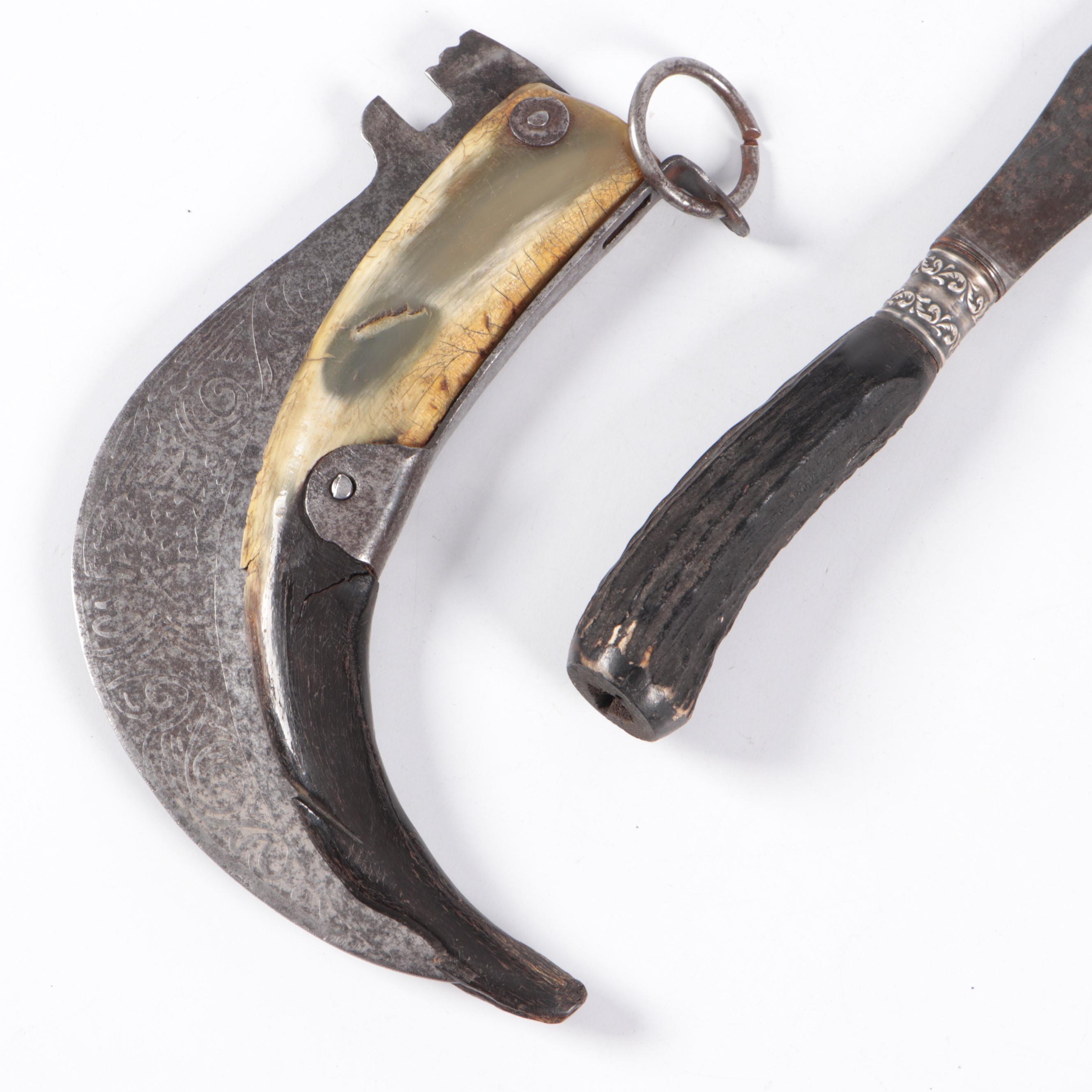 Keris Knife With Spanish Sacatripe, Benchmade Antler Handled Carving ...