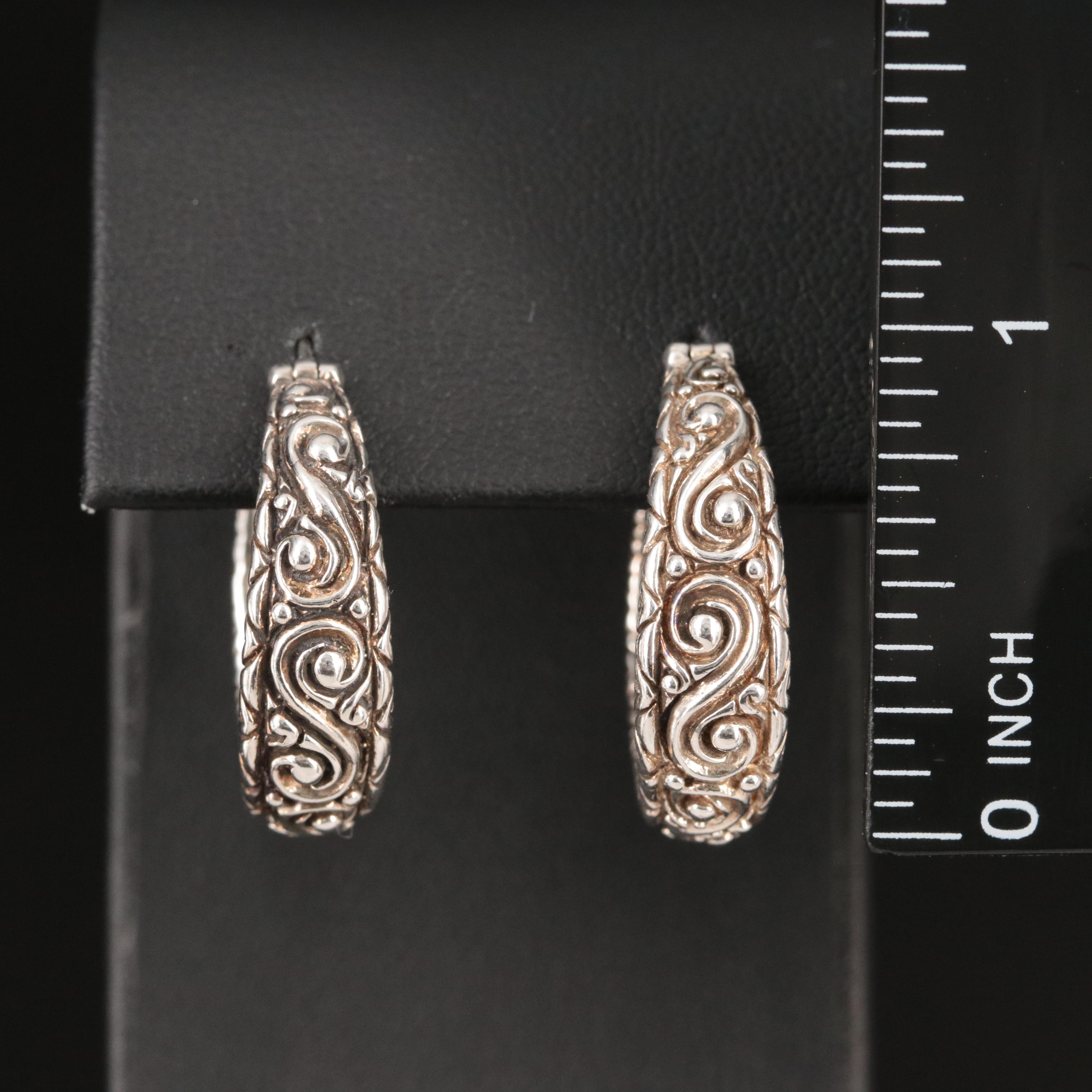 Barbara Bixby Sterling Scrollwork Hoops | EBTH