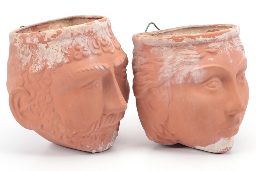 Rookes Pottery Terracotta Wall Hanging Face Planters Everything But