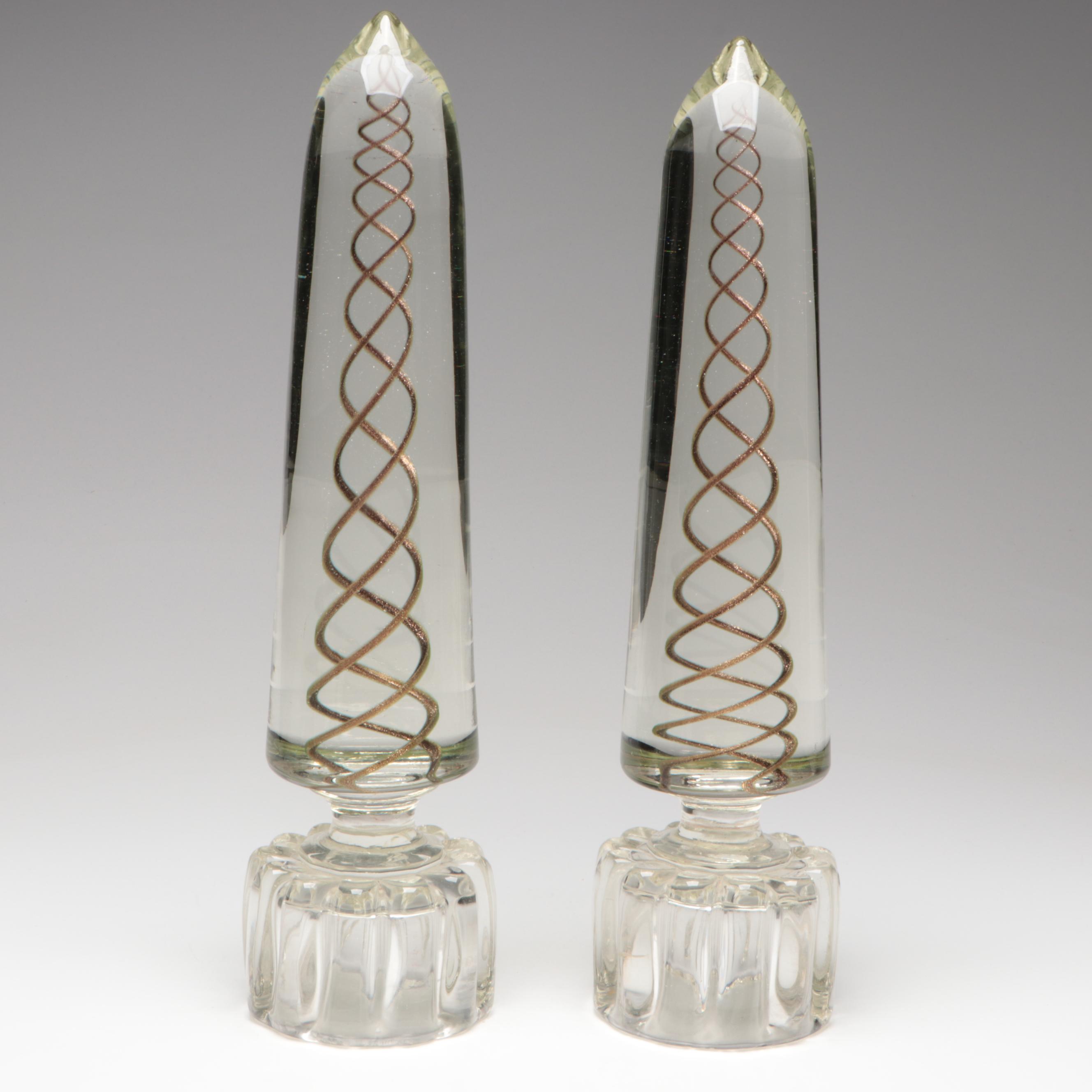 Murano Handcrafted Aventurine Twist Art Glass Obelisk Sculptures ...