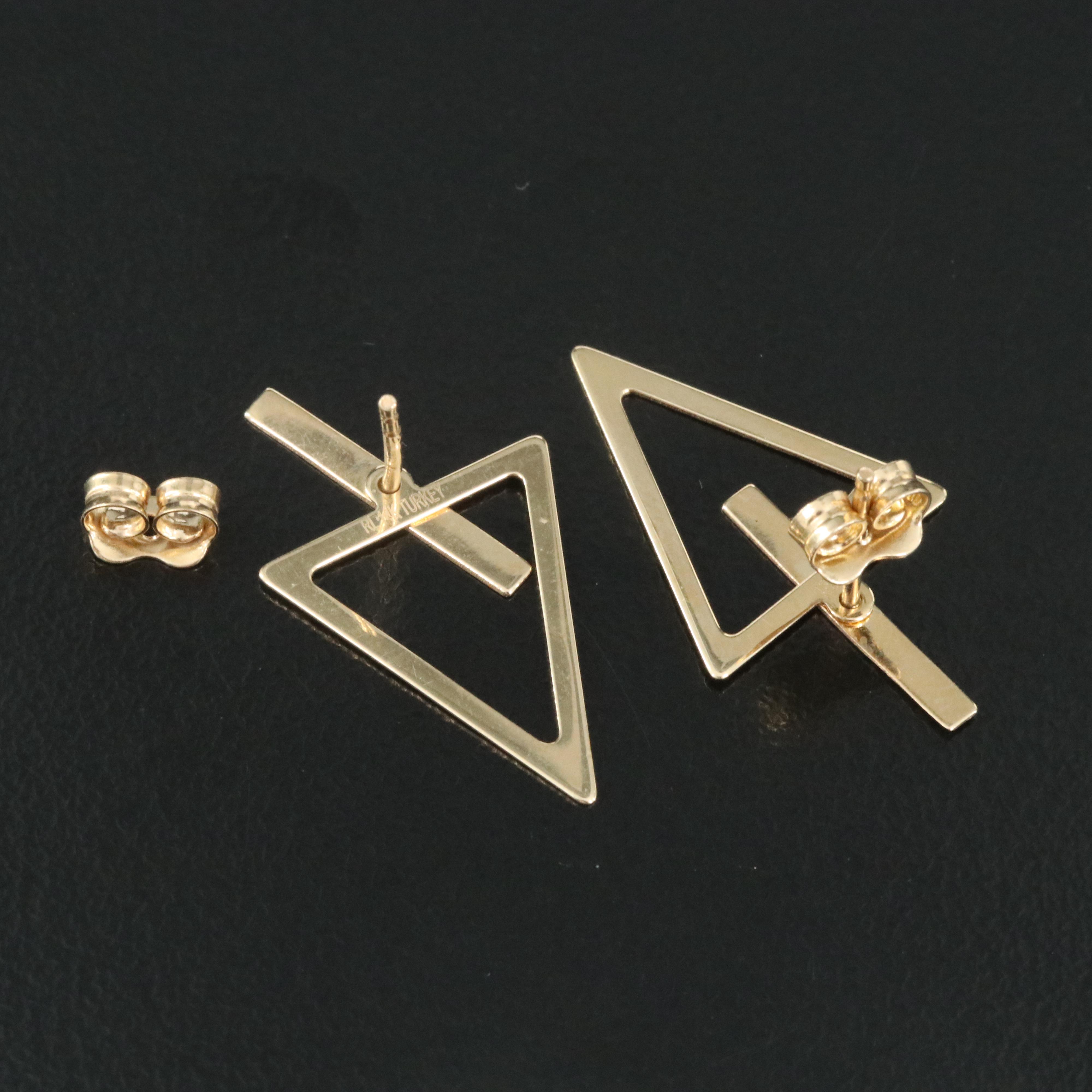 14K Bar and Triangular Enhancer Earrings | EBTH