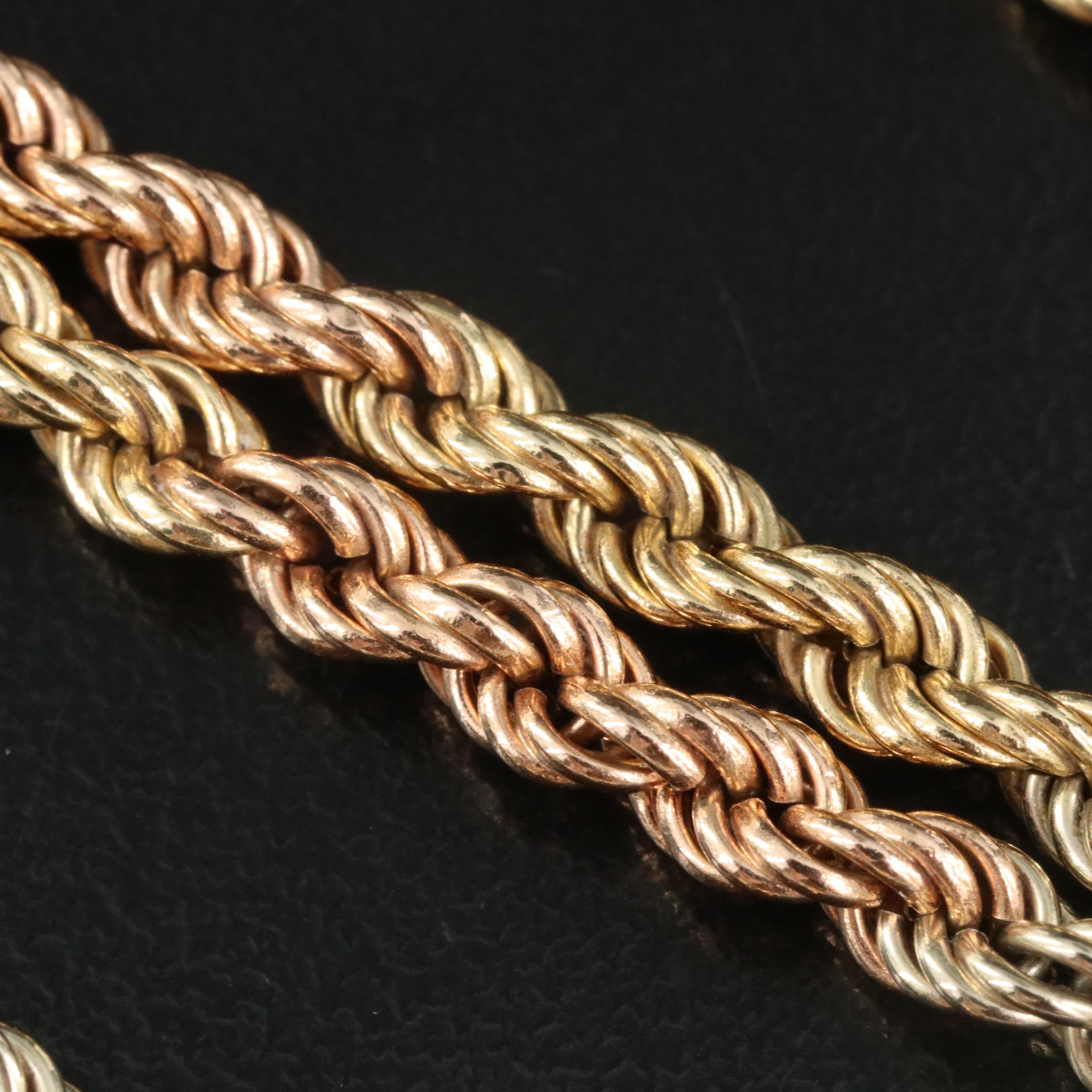 14K Tri-Color Rope Chain Necklace | EBTH