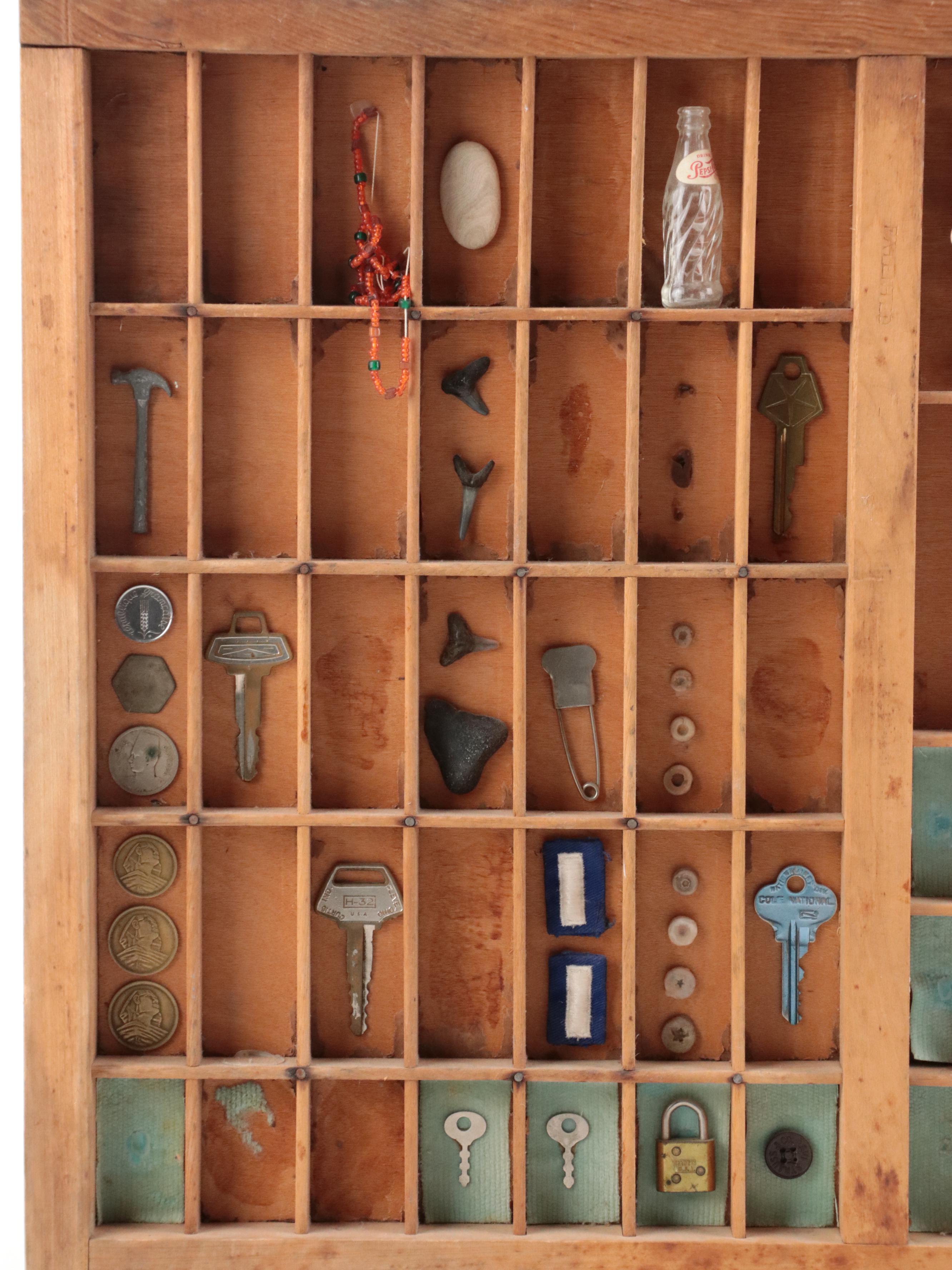 Hamilton Mfg. Wood Letterpress Type Drawer with Keys, Rocks, and More ...