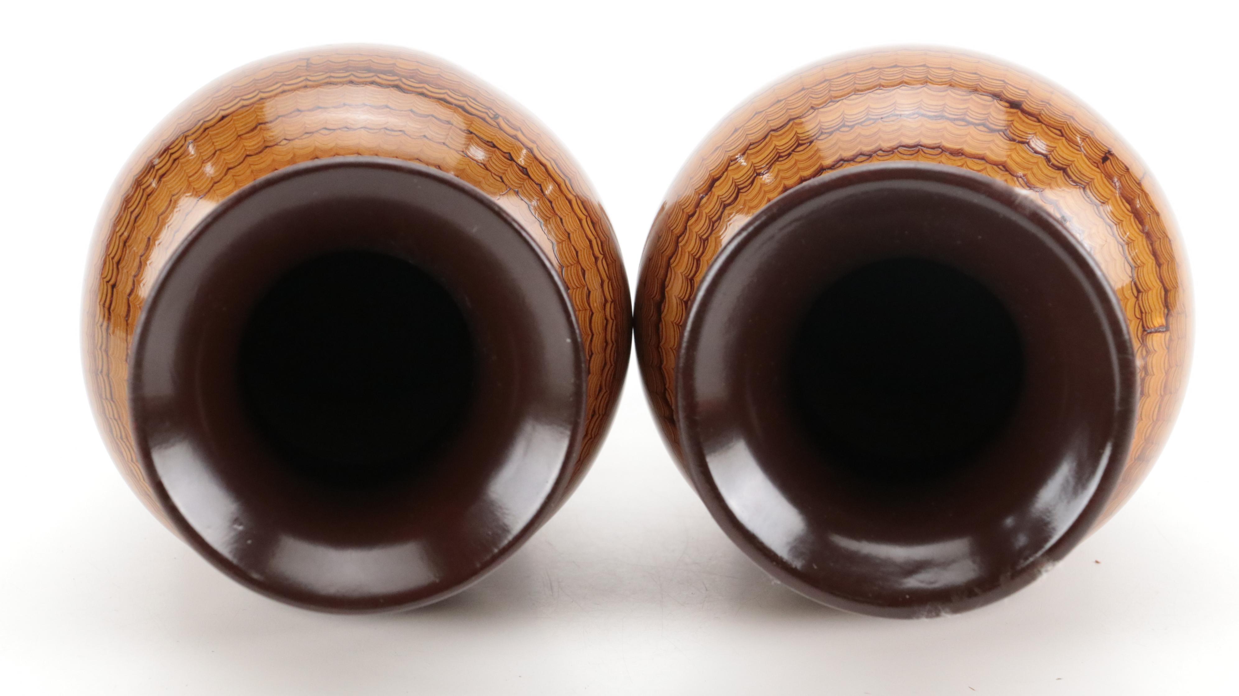 Pair of Maitland-Smith Ceramic Willow Leaf Vases | Everything But The House