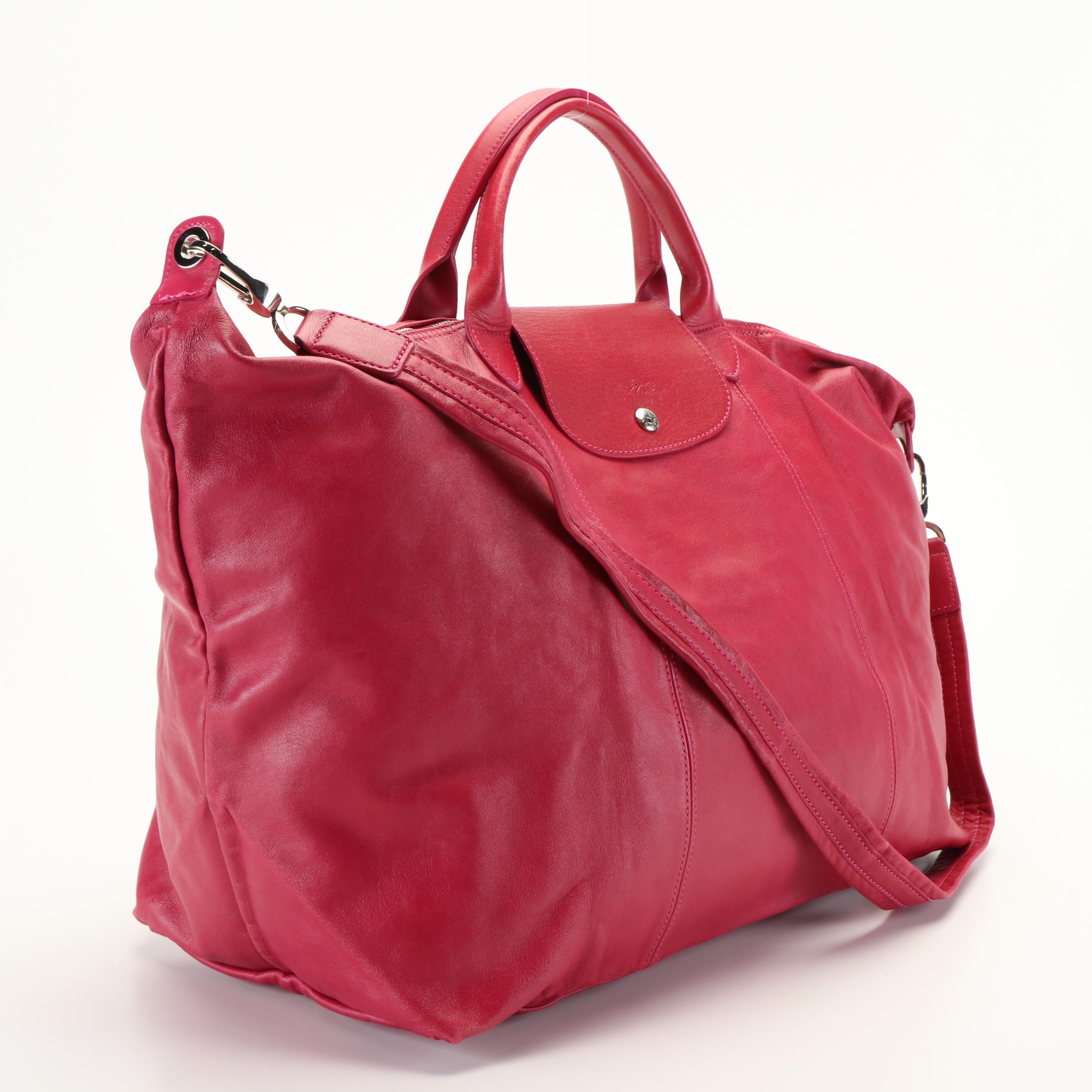 Longchamp Le Pliage Crossbody Tote Limited Edition in Fuchsia Leather ...