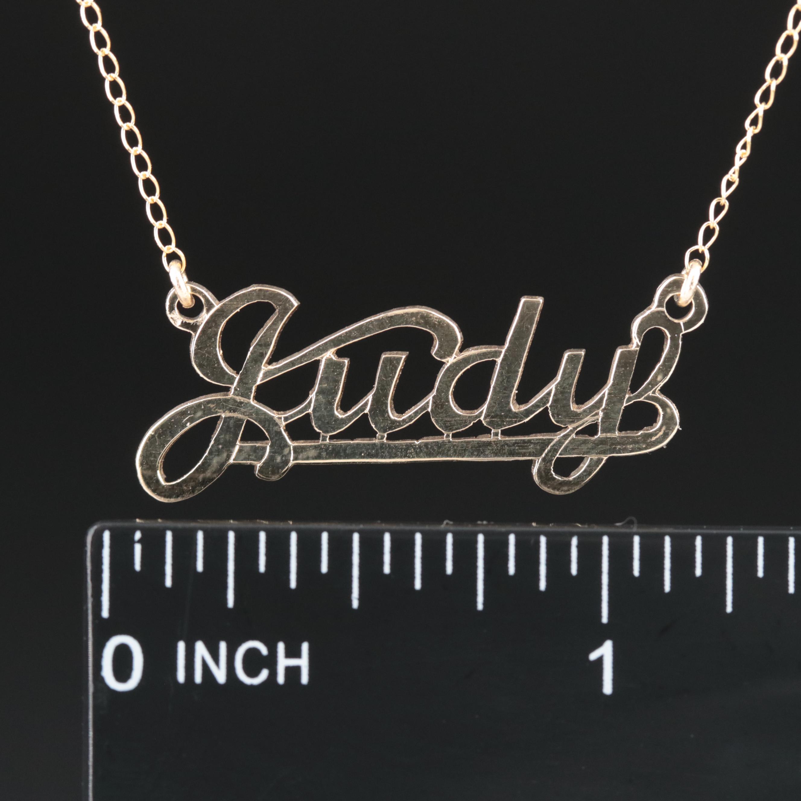 14K "Judy" Name Plate Necklace | EBTH