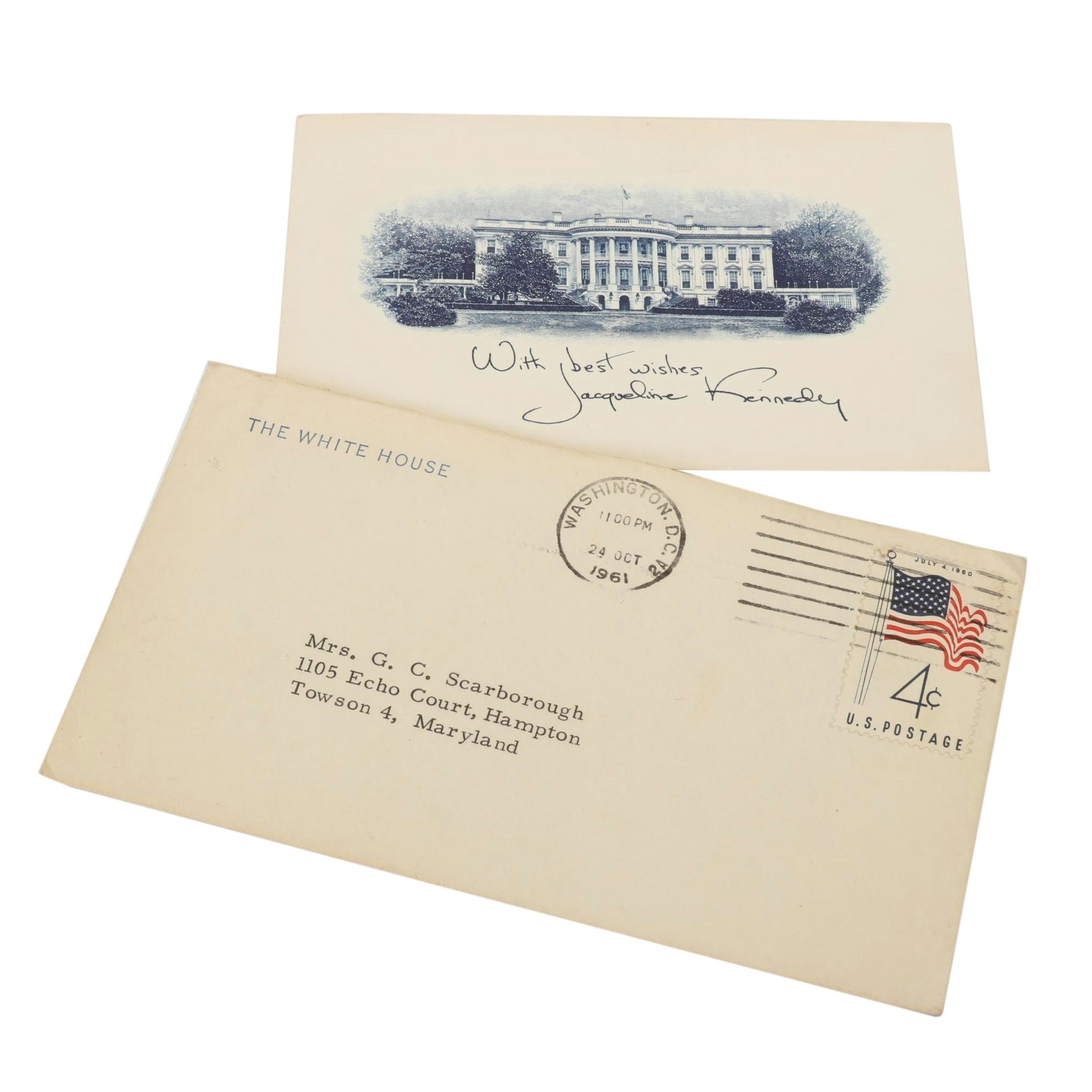 The White House Postcard Featuring Jacqueline Kennedy Facsimile ...
