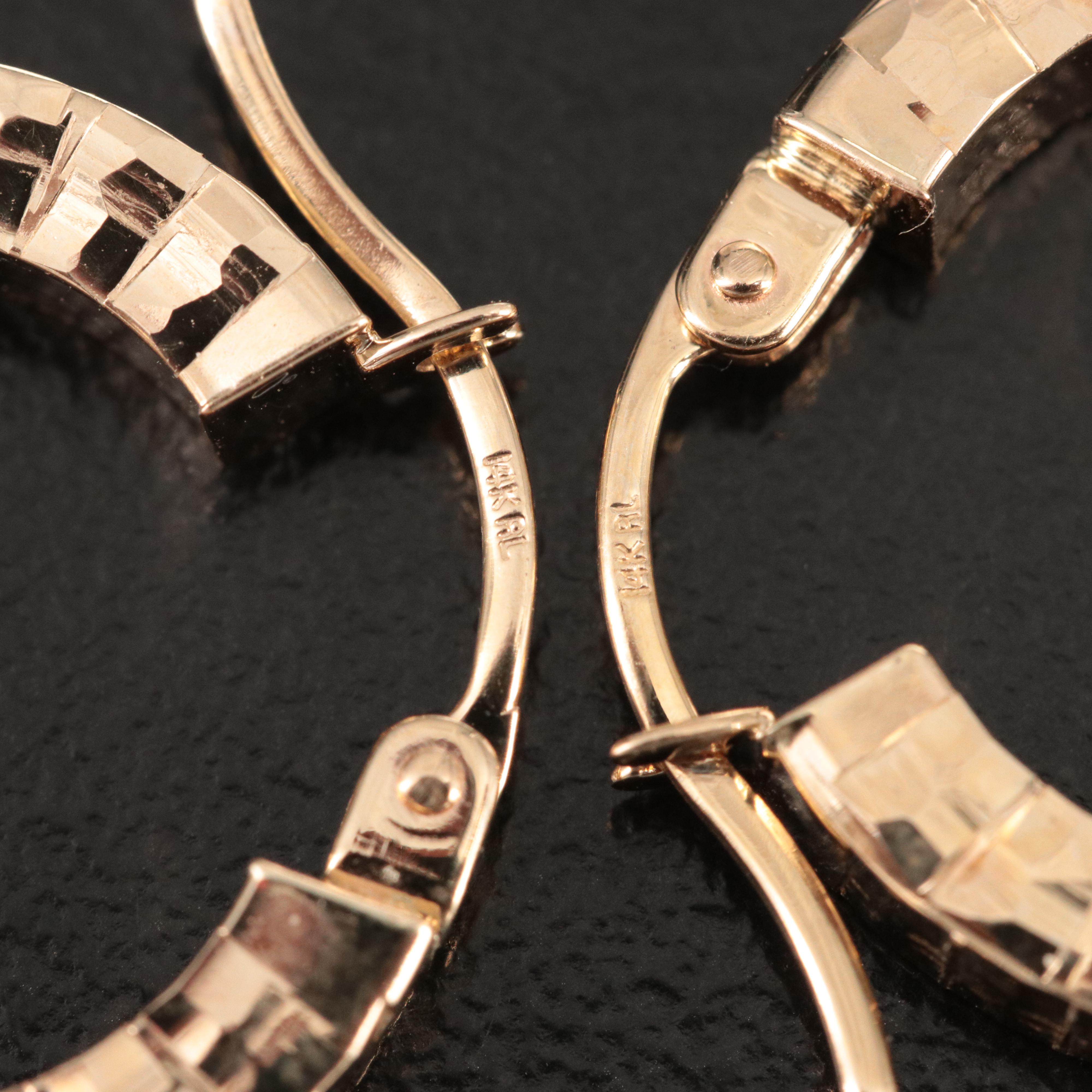 14K Hammered Line Hoops | EBTH