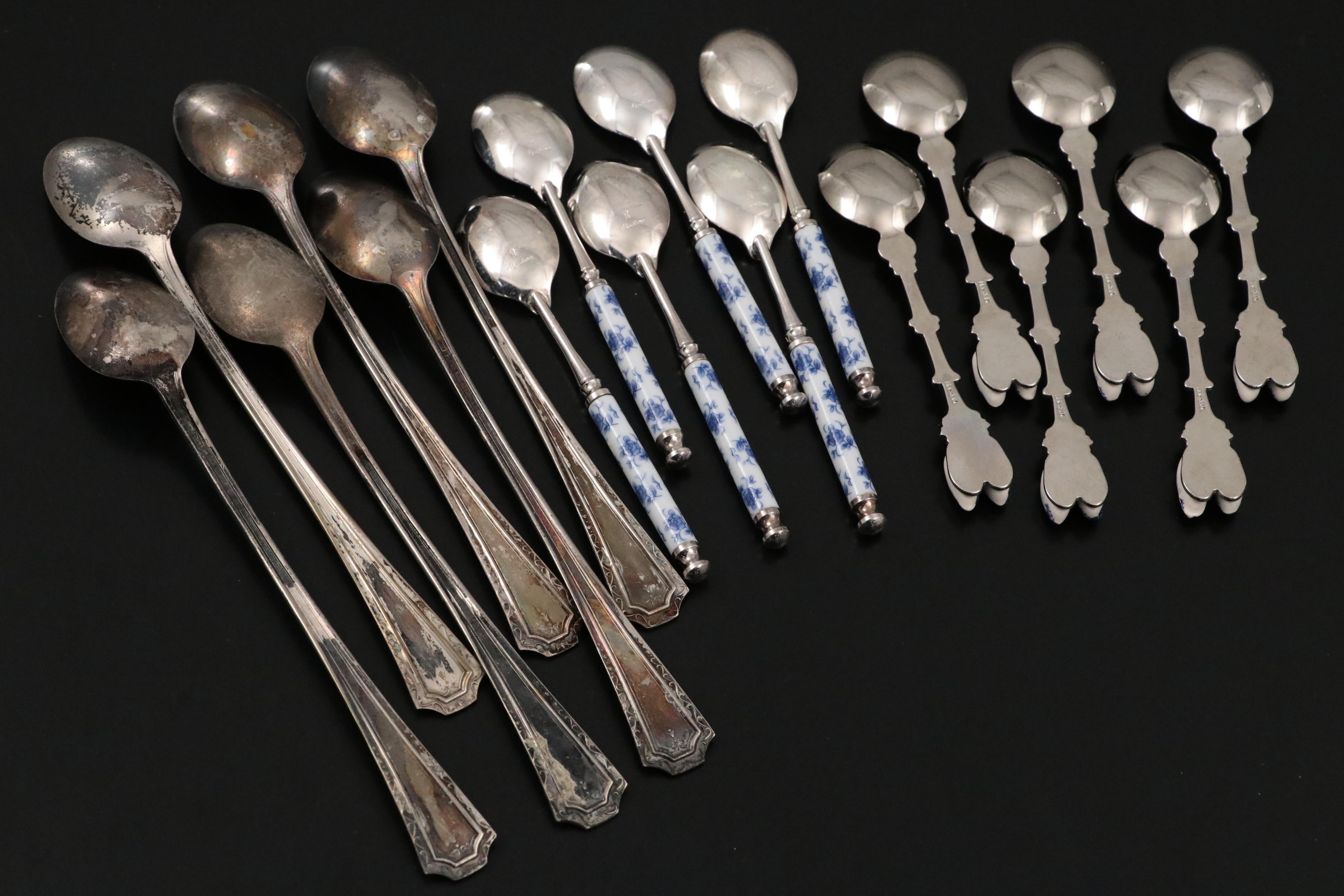 Japanese Martian "Blue Rose" Porcelain Handled Spoons and More Silver ...