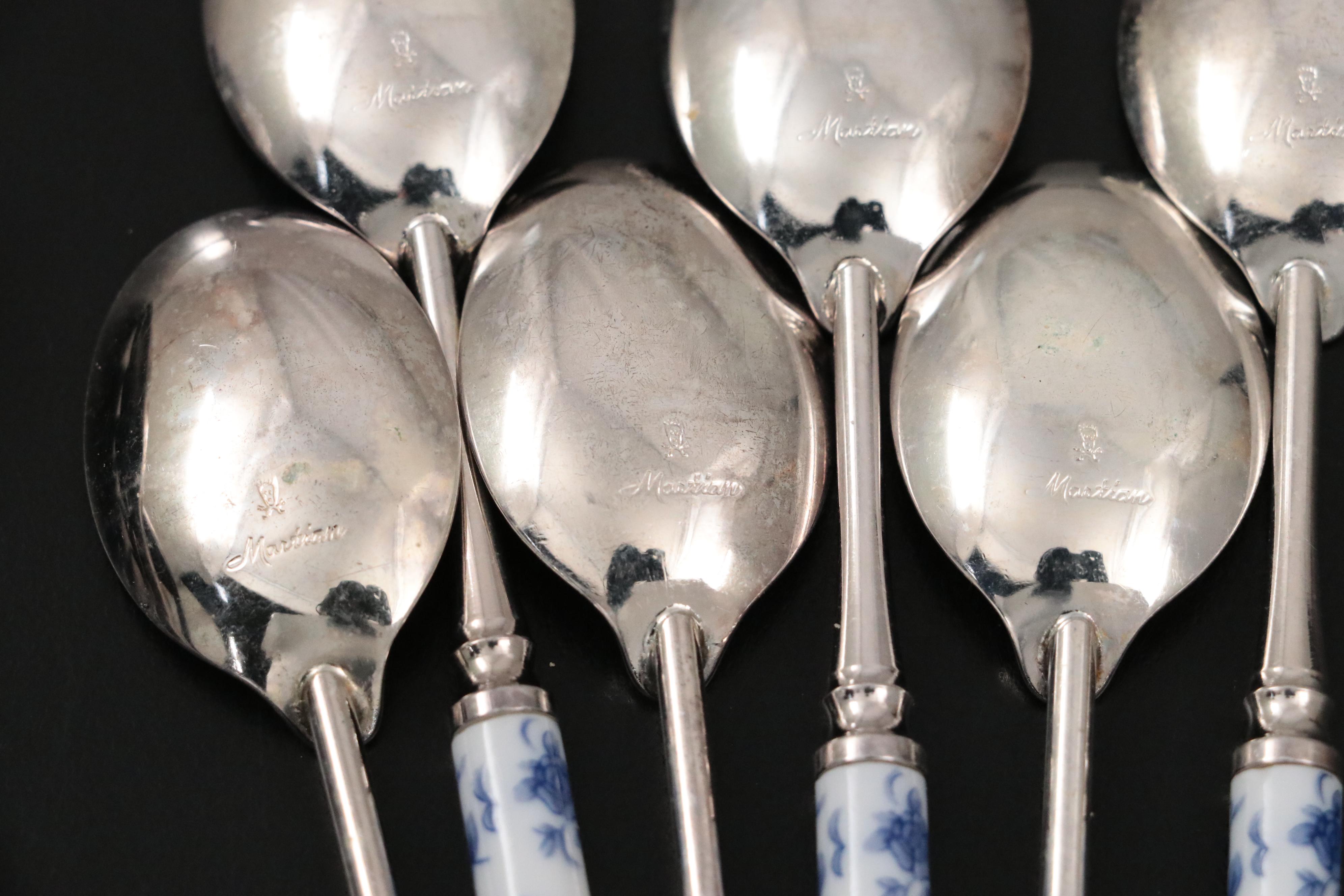 Japanese Martian "Blue Rose" Porcelain Handled Spoons and More Silver ...