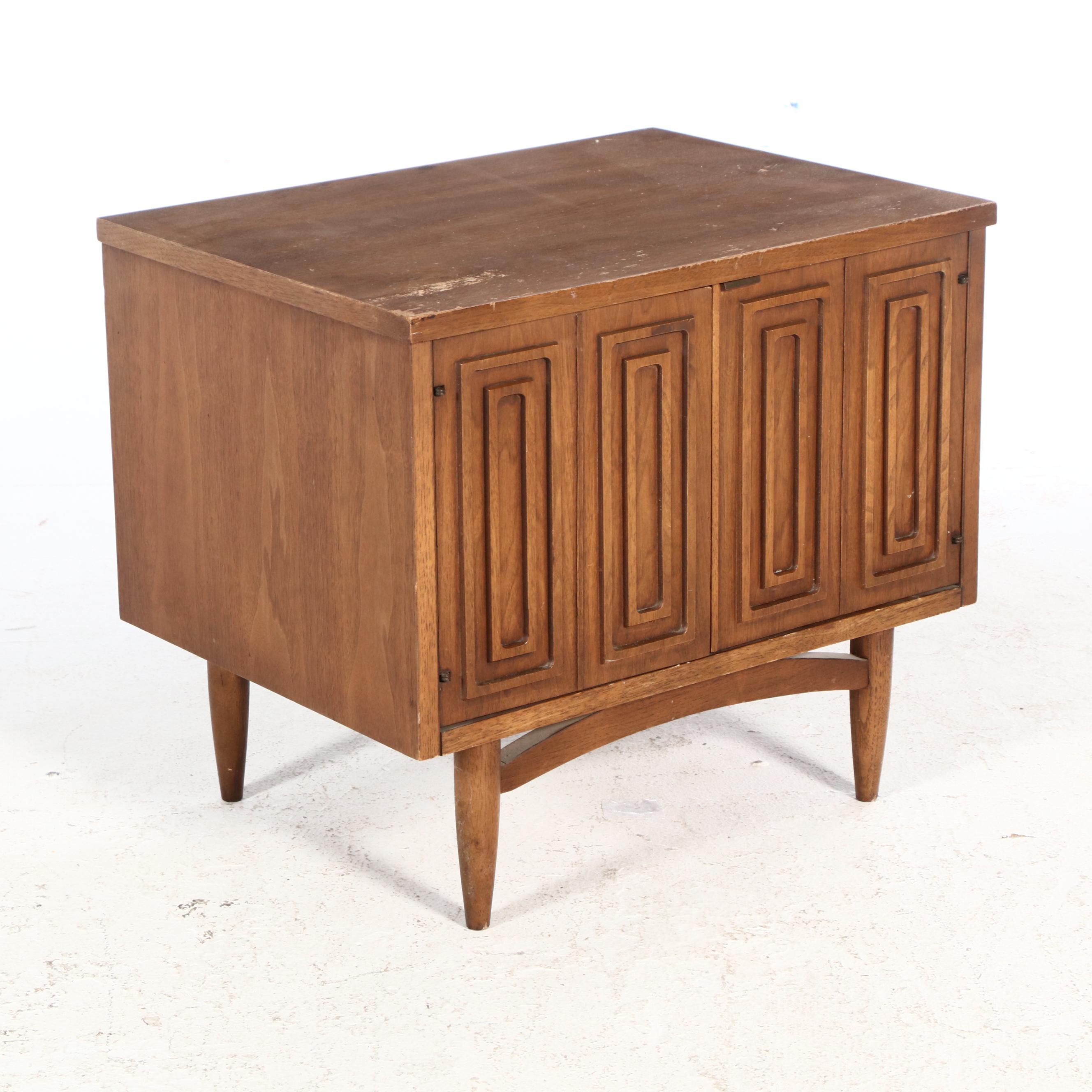Mid Century Modern Style Walnut Sculpted Front Nightstand Commode ...