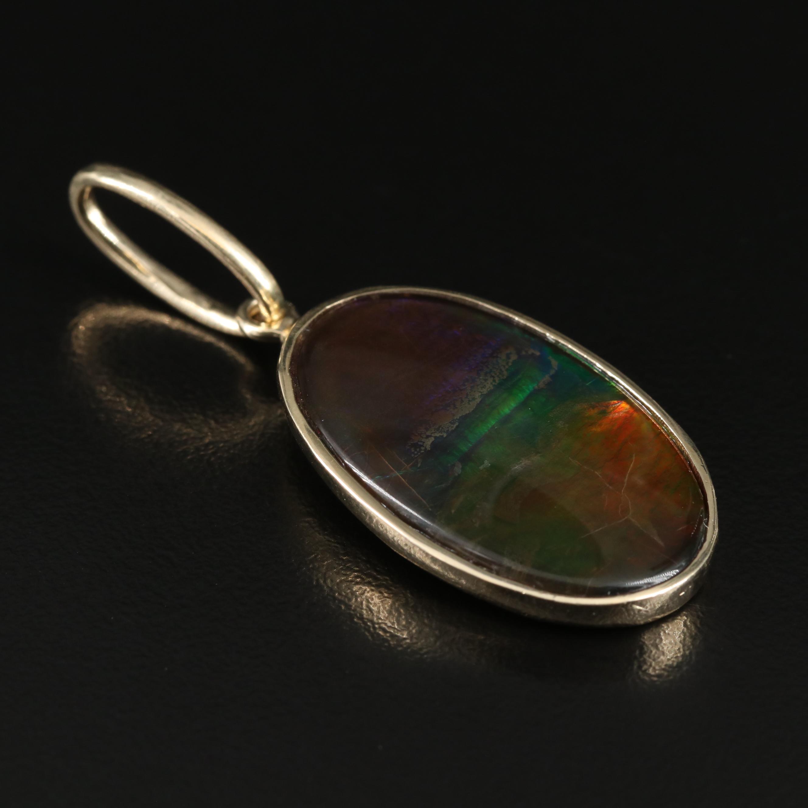 14K Ammolite and Rock Crystal Quartz Doublet Pendant | Everything But ...