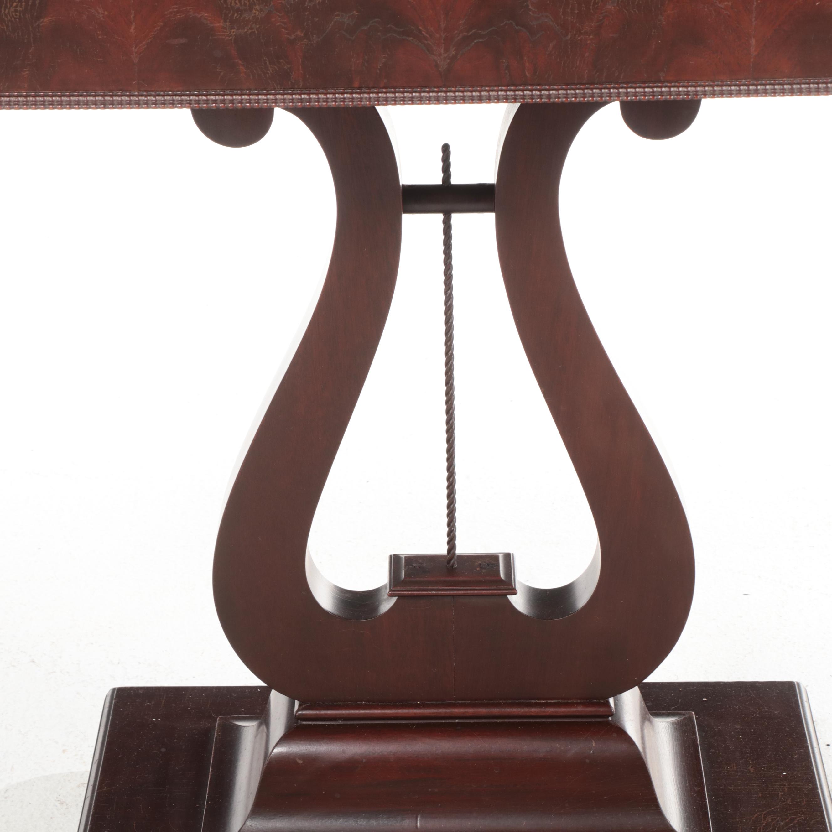 American Classical Mahogany and Figured Mahogany Lyre-Base Games Table ...