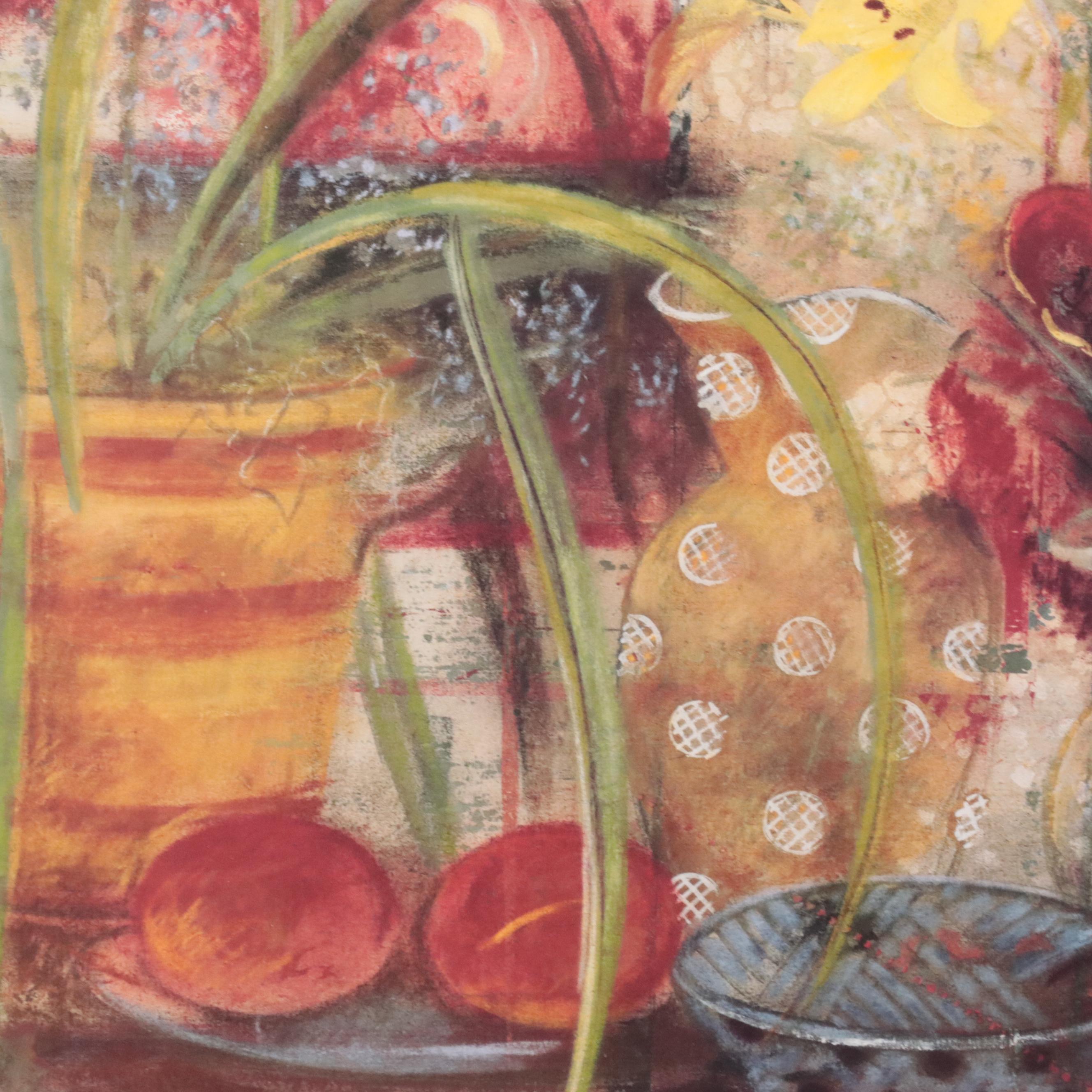 Still Life Offset Lithograph After Isabelle de Borchgrave "Le Lys Jaune ...