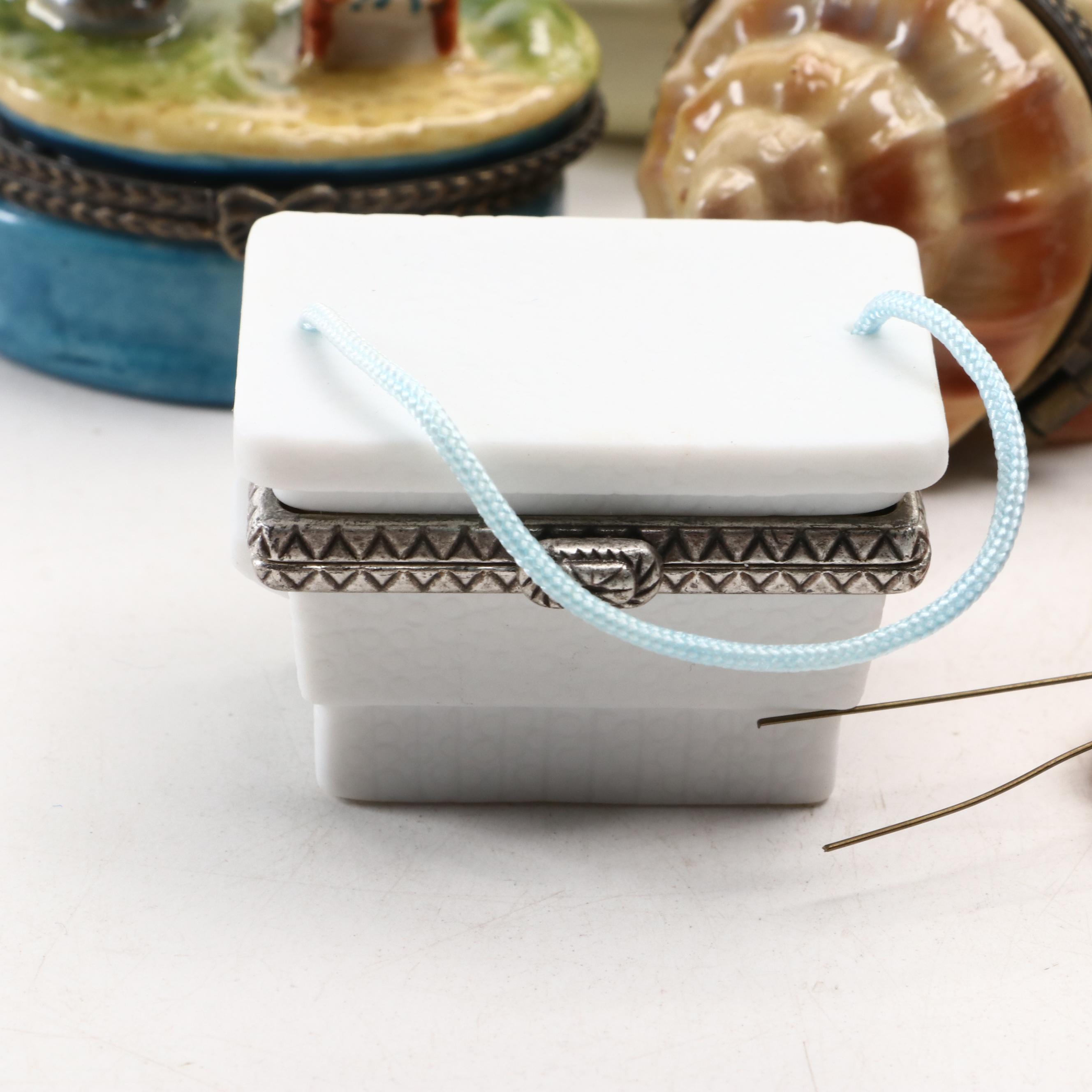 Aquatic Themed Limoges Style Porcelain Hinged Boxes | EBTH