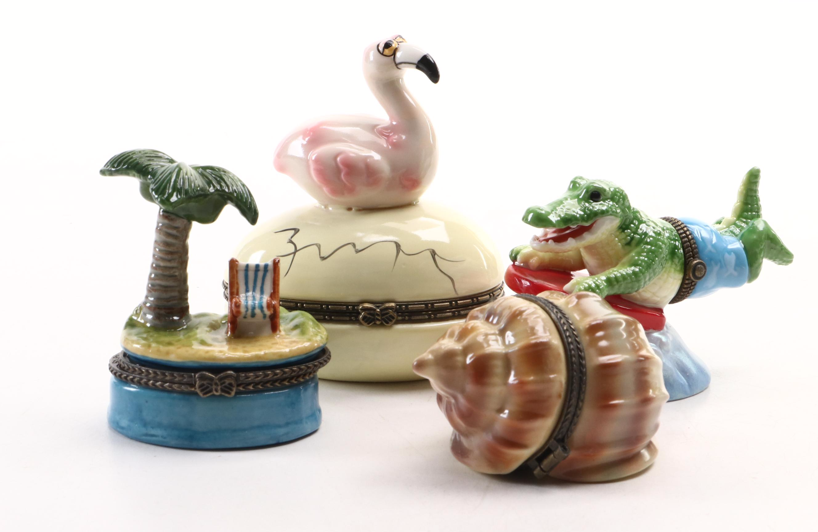 Aquatic Themed Limoges Style Porcelain Hinged Boxes | EBTH