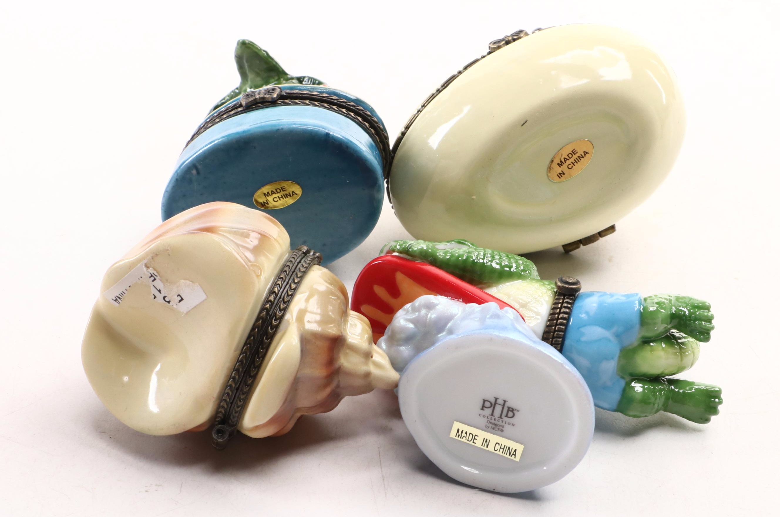 Aquatic Themed Limoges Style Porcelain Hinged Boxes | EBTH