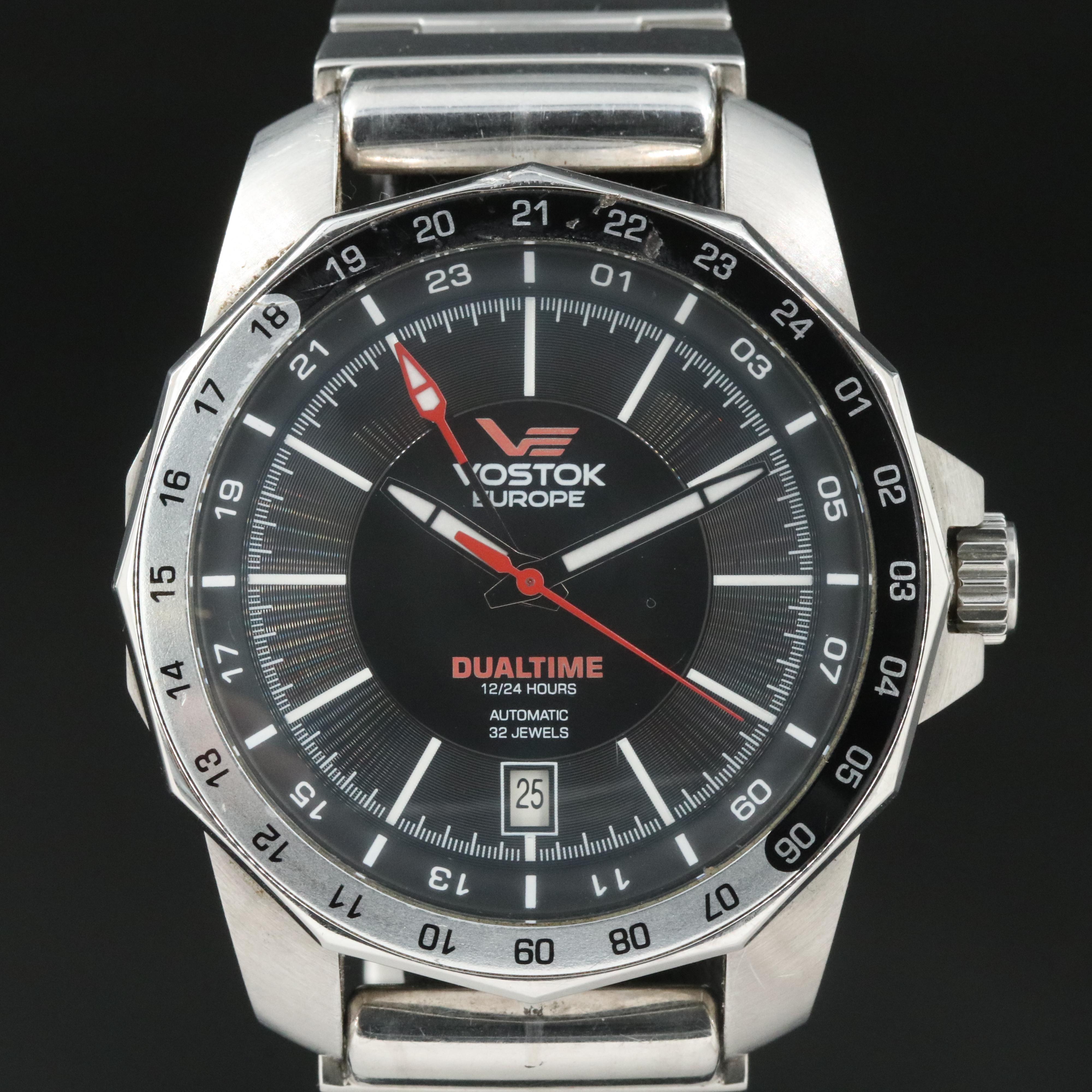 Vostok Dual Time Stainless Steel Automatic Wristwatch | EBTH