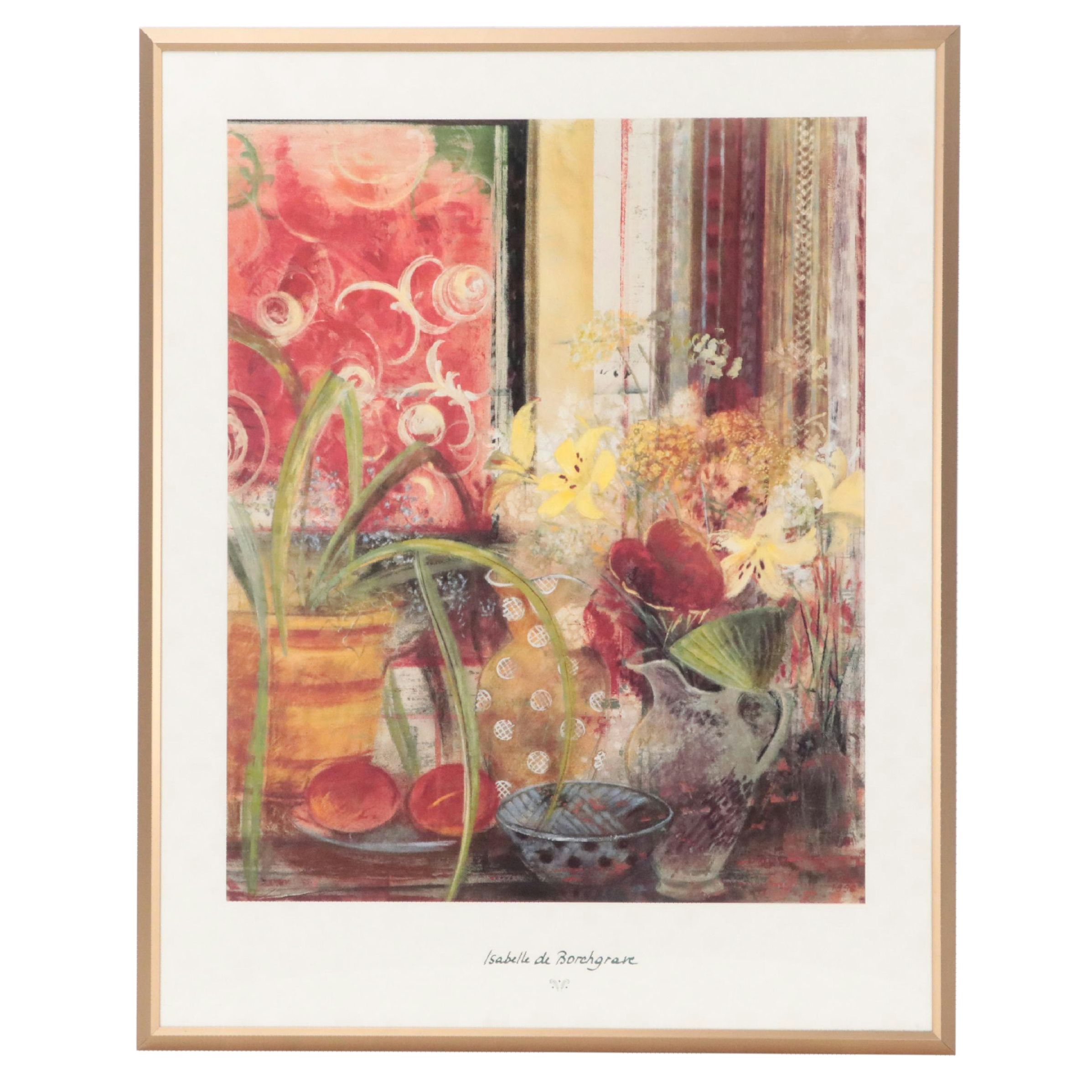 Still Life Offset Lithograph After Isabelle de Borchgrave "Le Lys Jaune ...