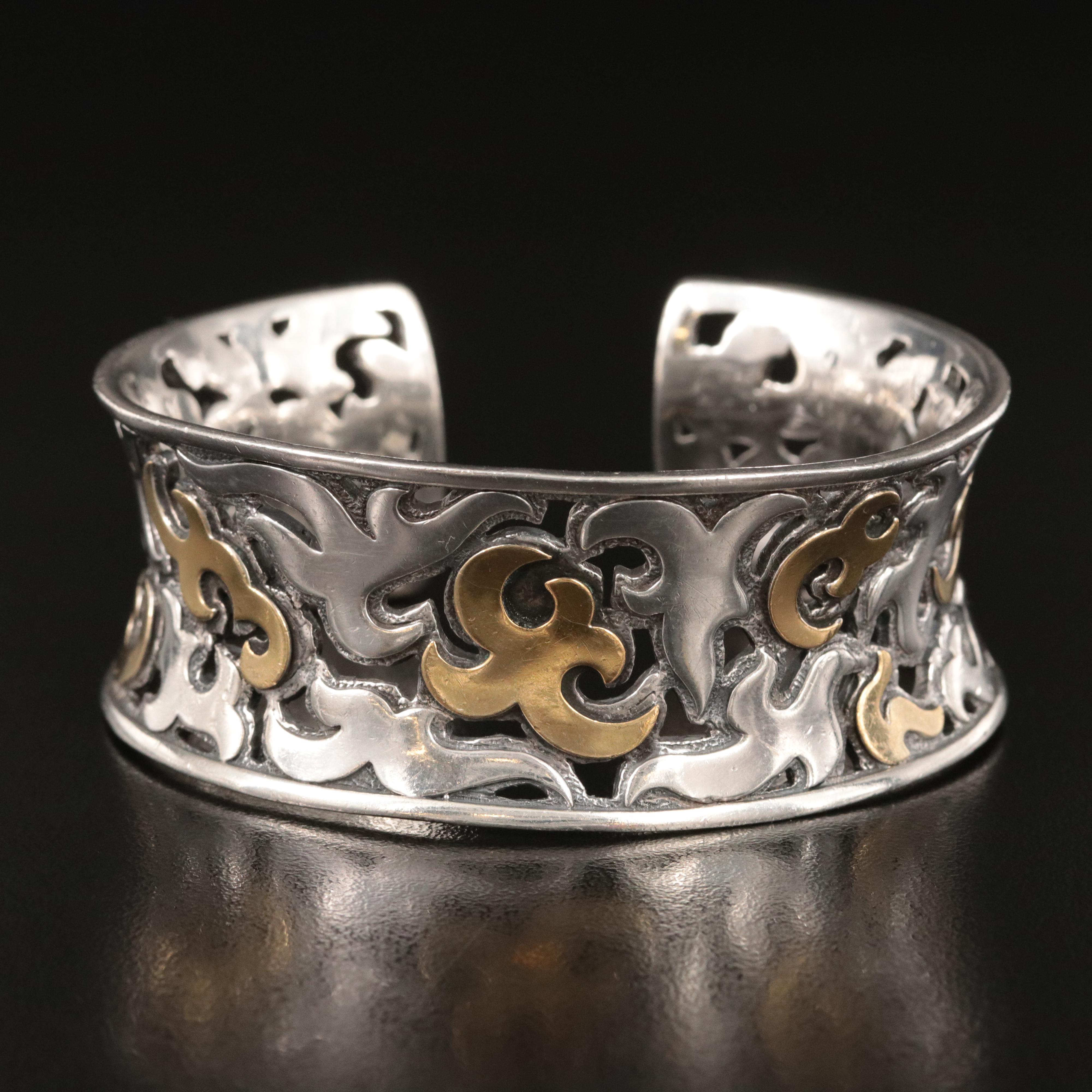 John Hardy Sterling and 22K Dayak Pierce Work Cuff Bracelet | EBTH