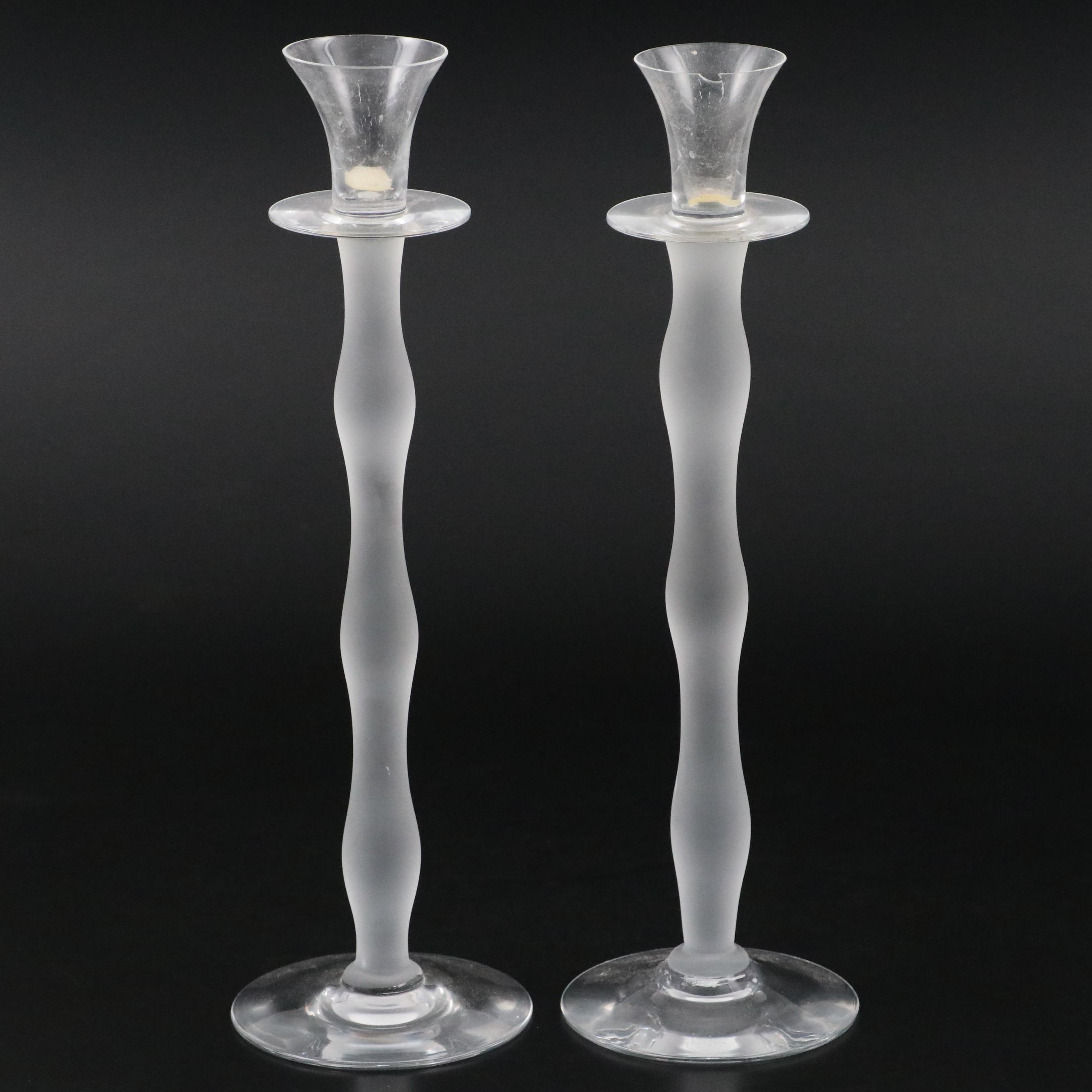 Orrefors "Celeste" Art Glass Candlesticks | EBTH