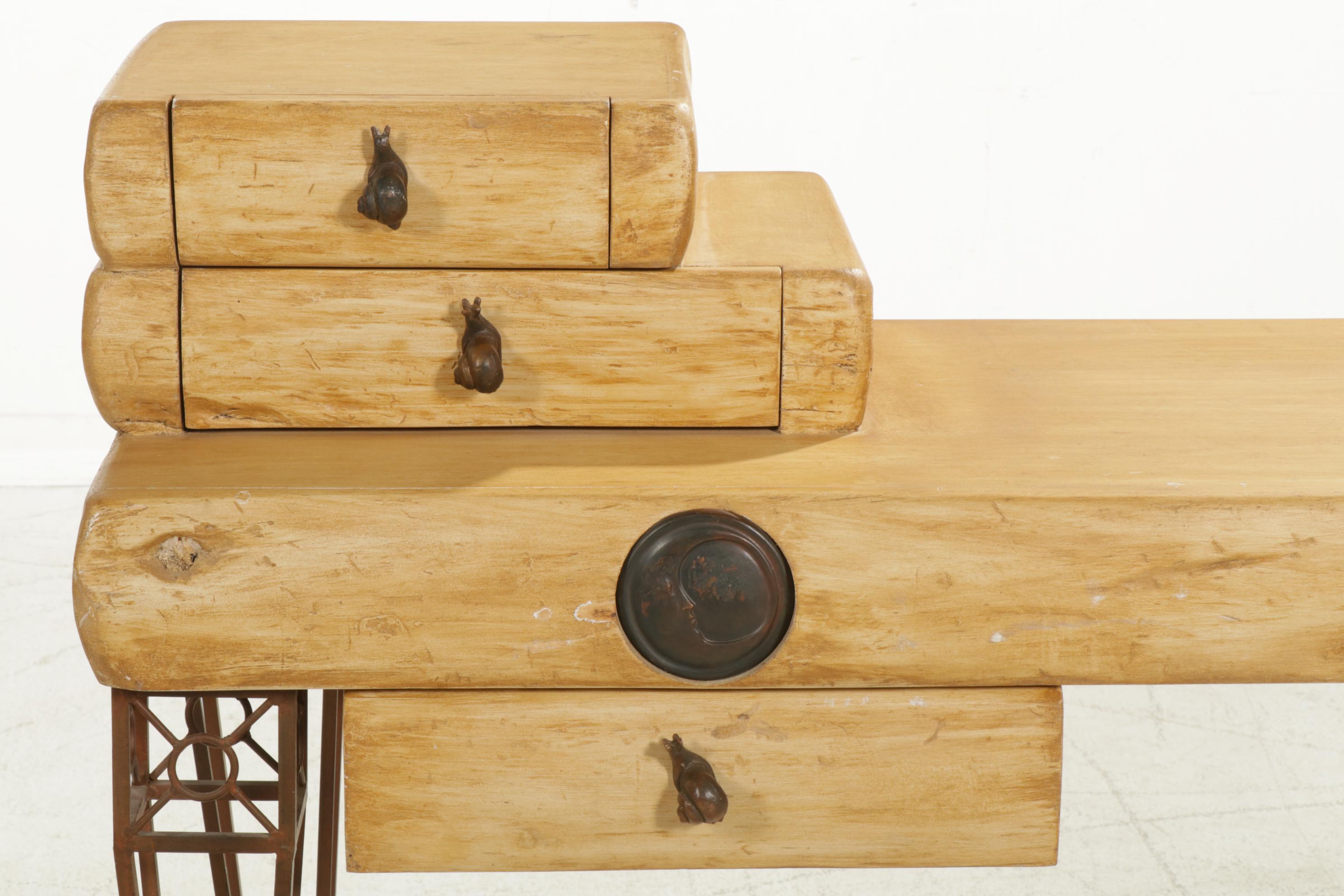 Carlos de Anda of Mexico Composite, Iron and Bronzed Metal Desk ...